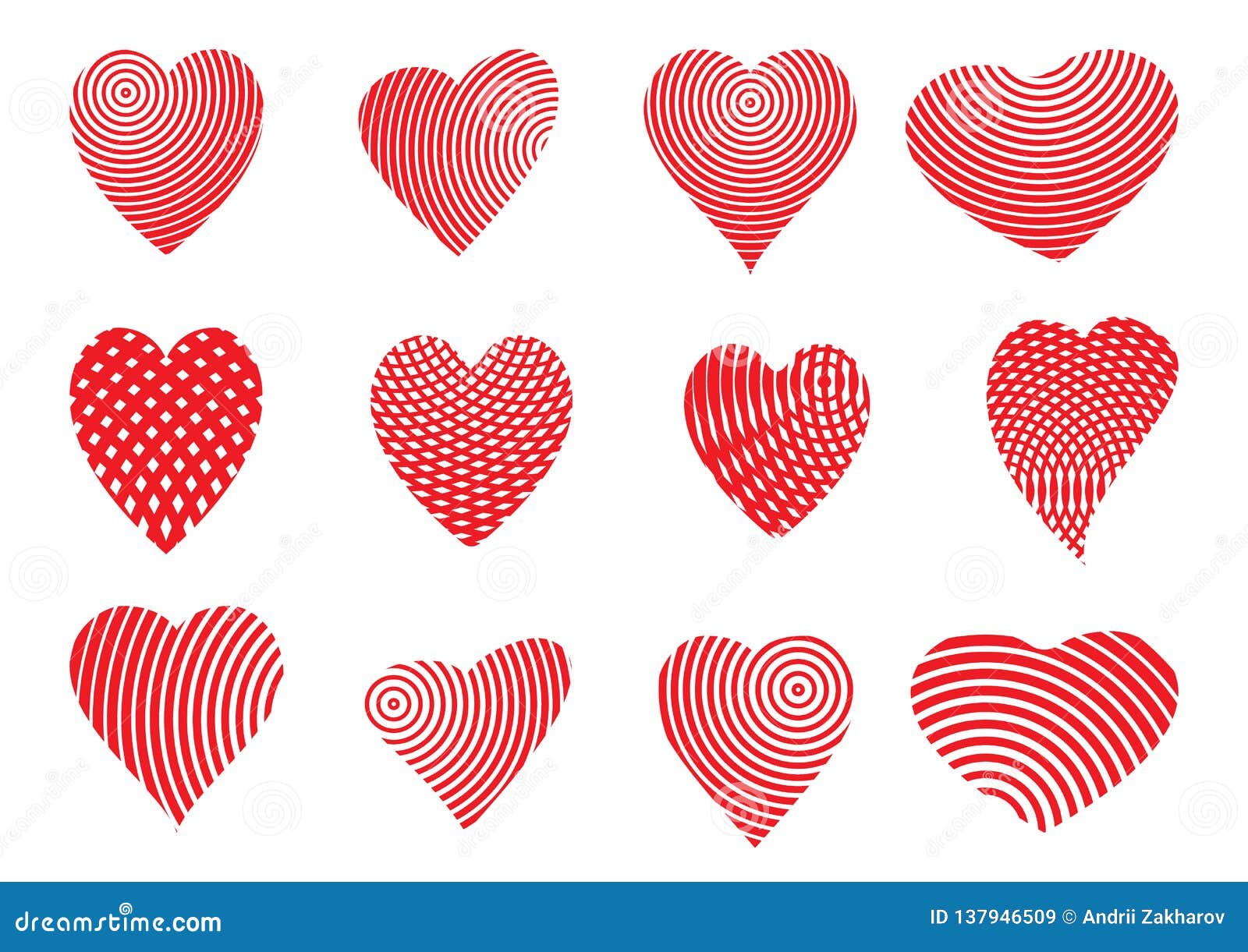 Set of different hearts stock vector. Illustration of love - 137946509
