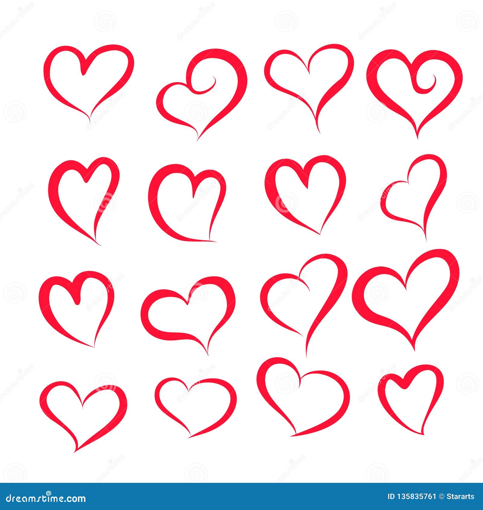 Set of Different Hearts Shape Stock Vector - Illustration of february ...