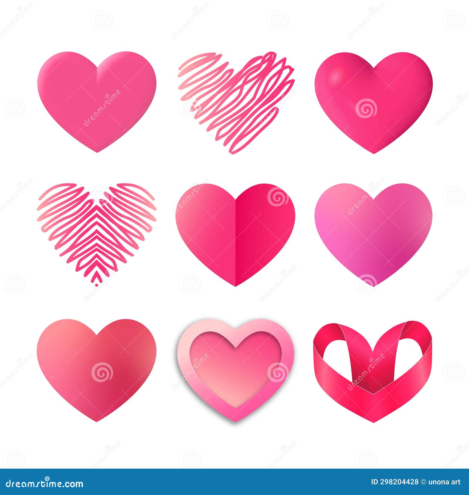 Set of Different Hearts. Vector Modern Illustration.. Stock Vector ...