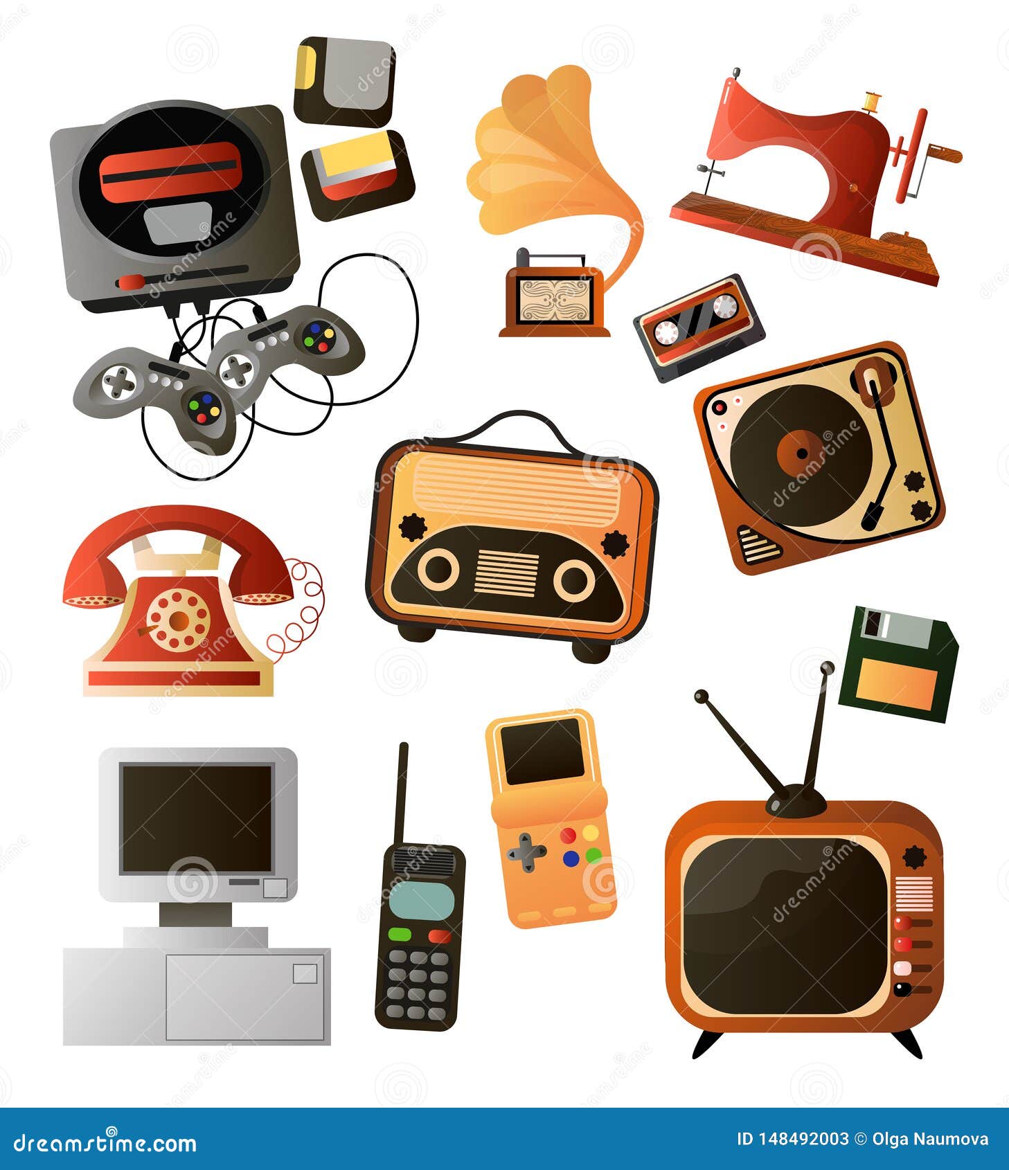 Set of Different Home Retro Objects and Electronic Devices Stock Vector ... Set of Different Home Retro Objects and Electronic Devices Stock Vector ...