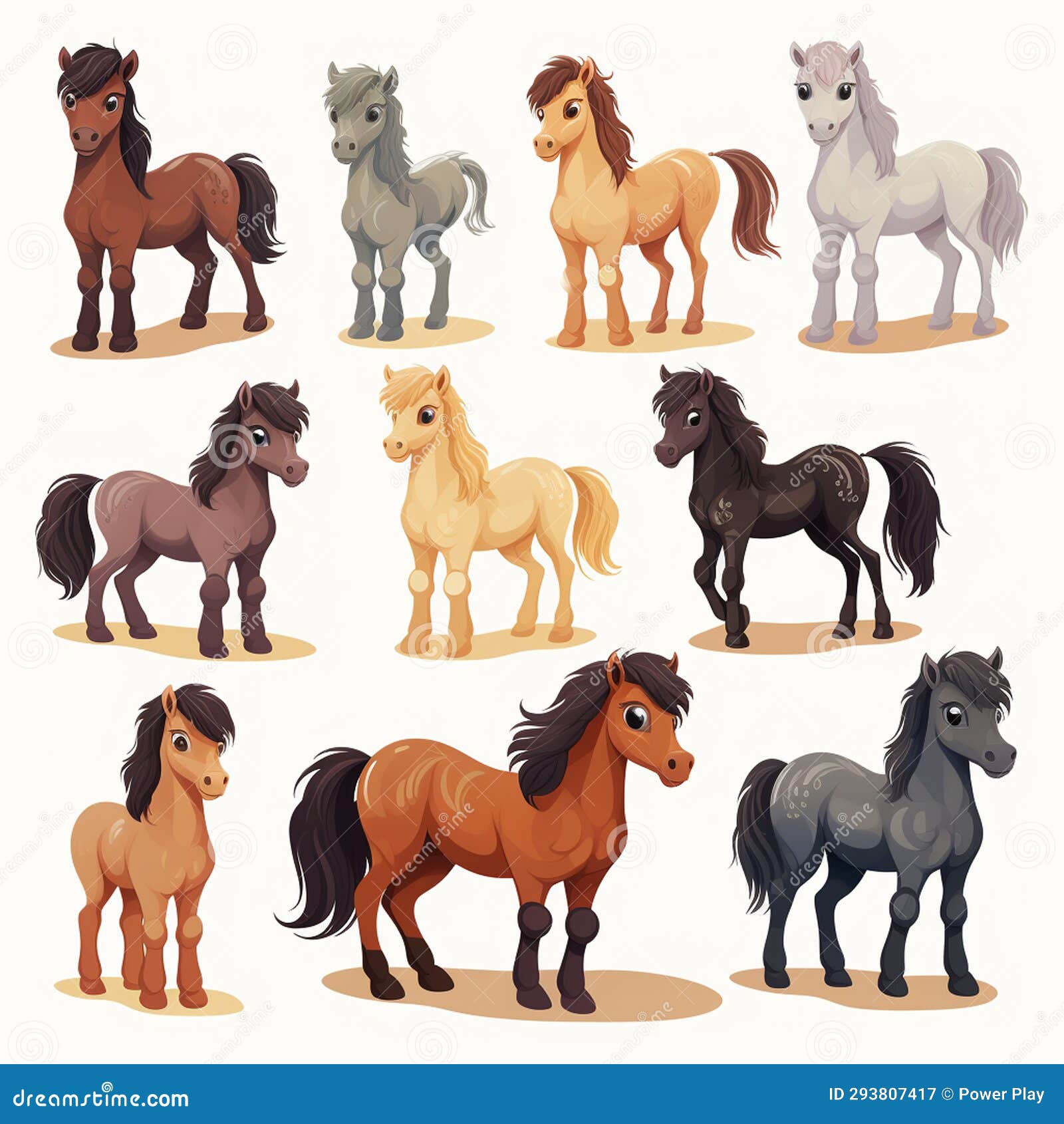 Set Of Different Horses. Cartoon Vector Illustration Isolated On White ...