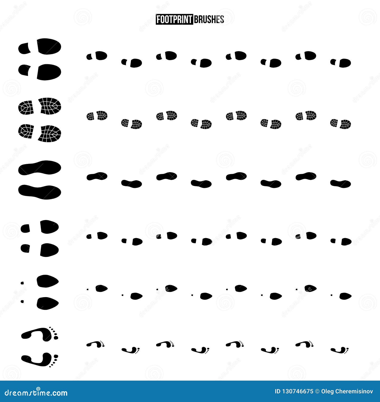 Set of Different Human Footprints Isolated on White Background. Vector ...