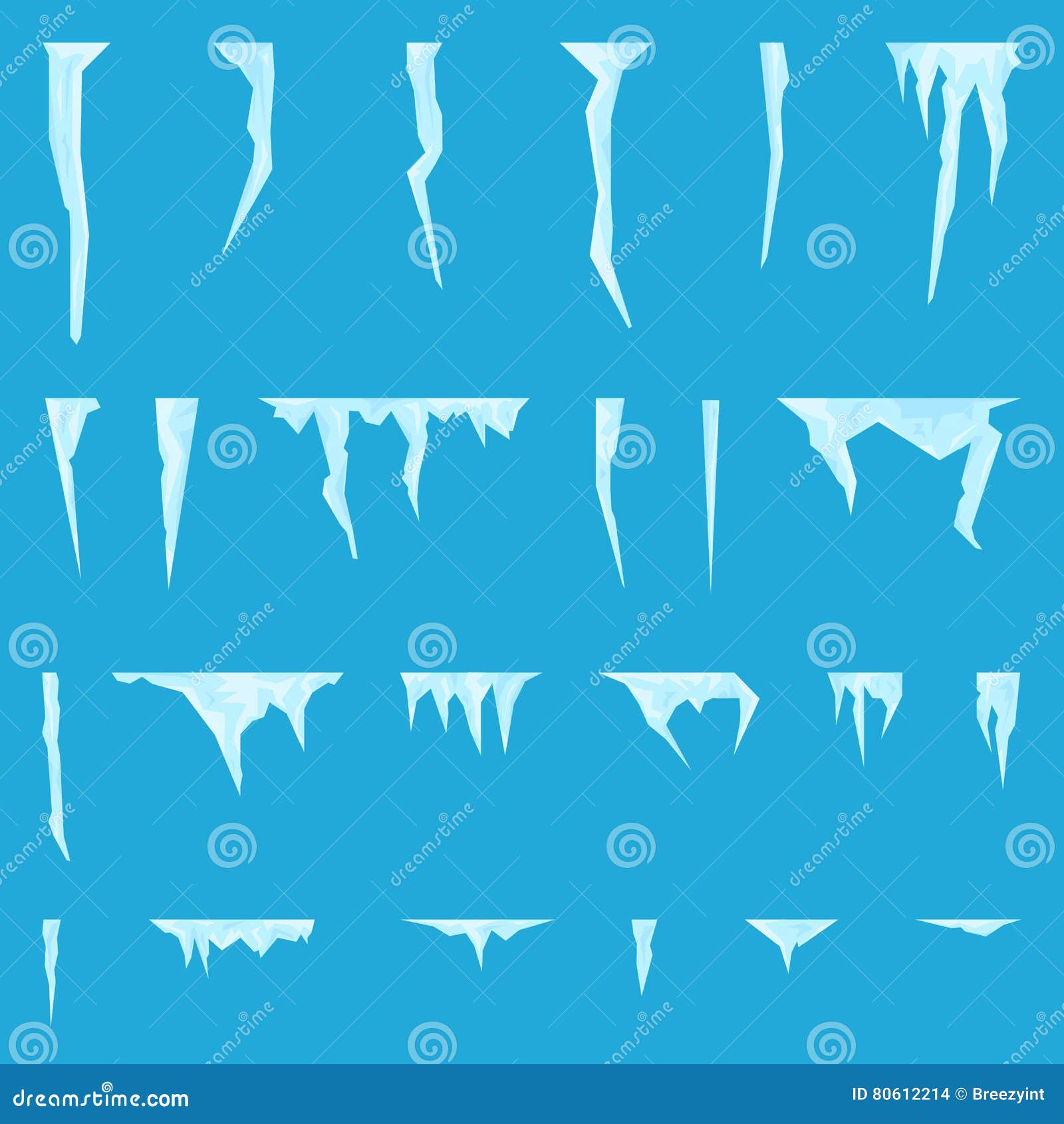 Set of 24 Different Icicles on Isolated Background Stock Vector ...