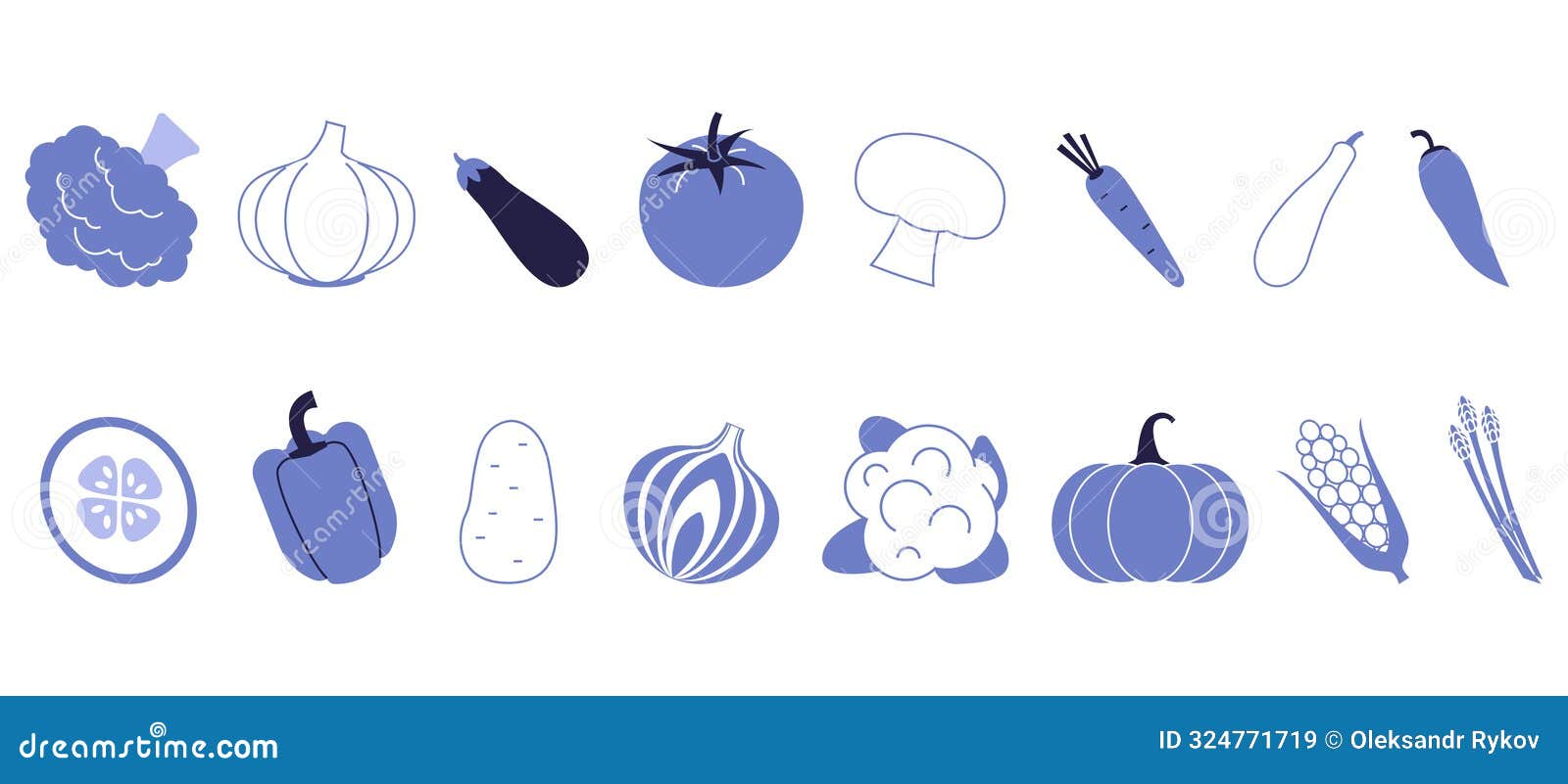 A Set of Different Icons Depicting Vegetables. Stock Illustration ...