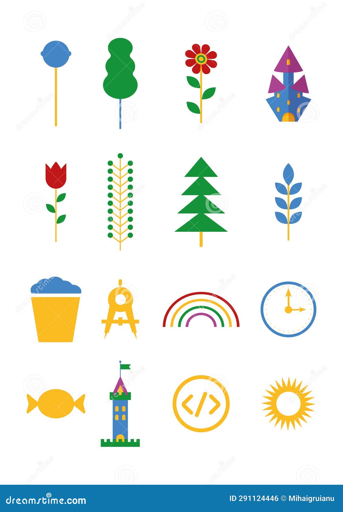 Set of Different Icons in Flat Style Isolated on White Background Stock ...