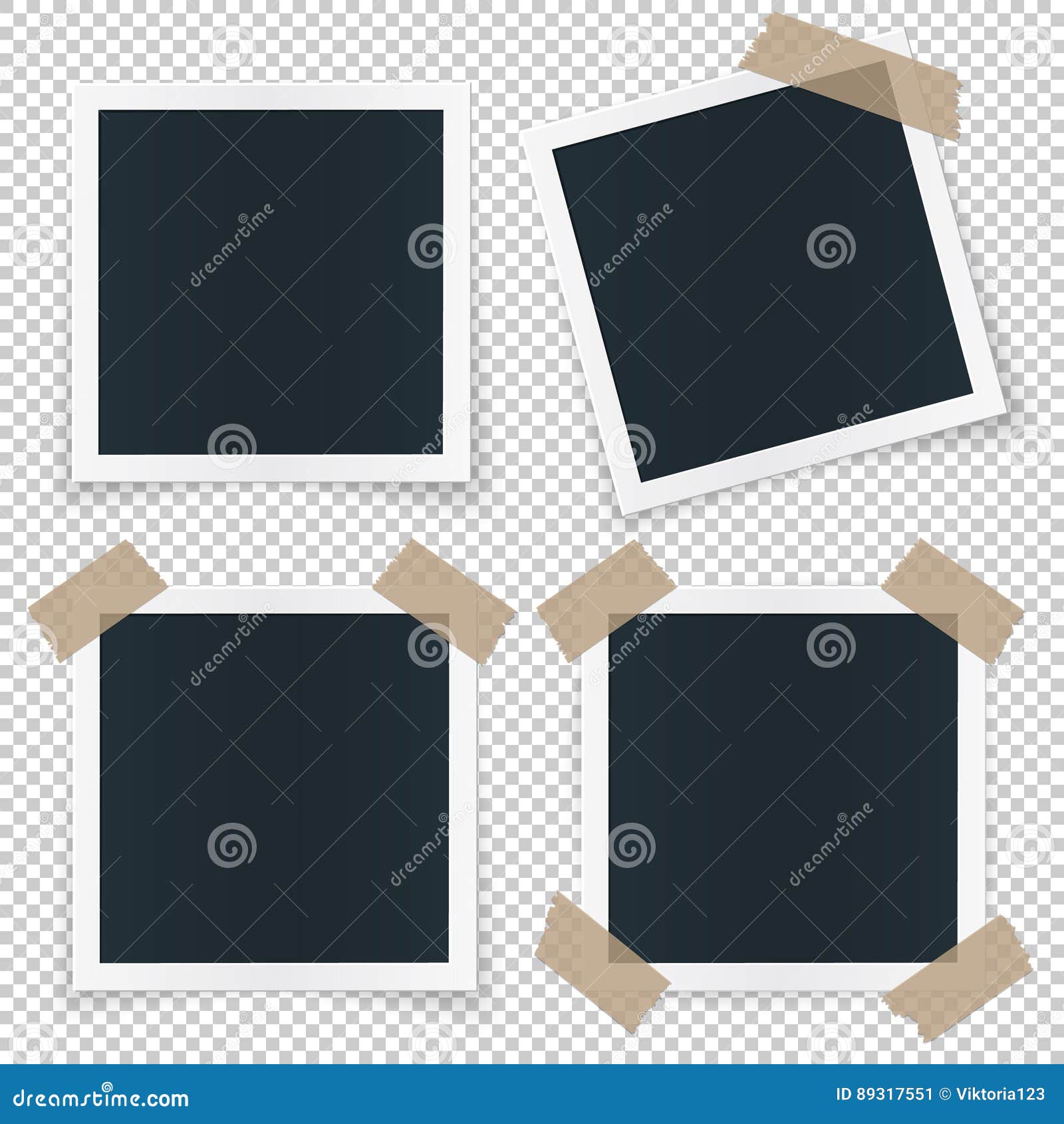 Image Frames Glued On Adhesive Tape. Photo Templates For Mockup, Poster ...