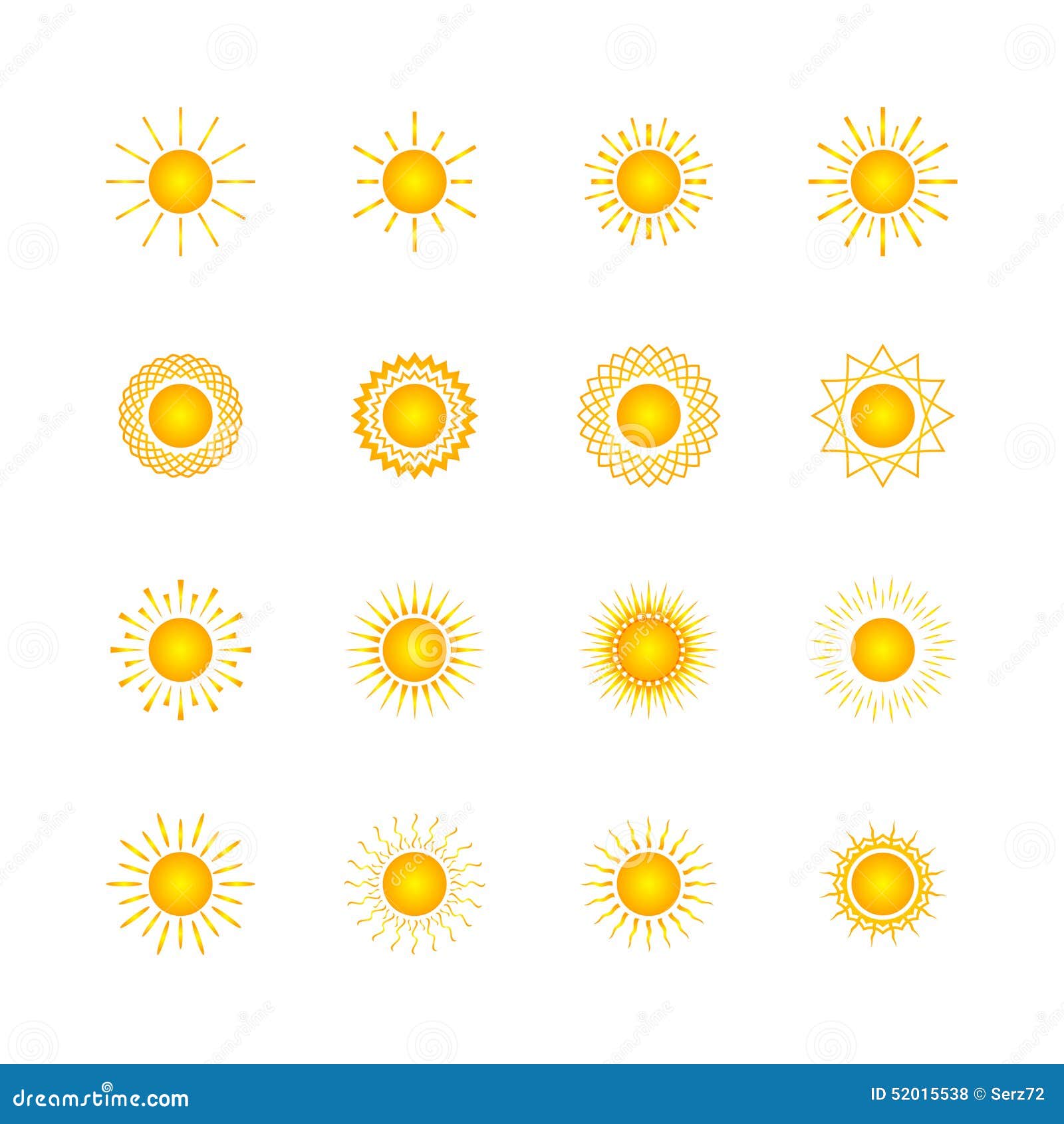 Set of Different Images of the Sun Stock Vector - Illustration of ...