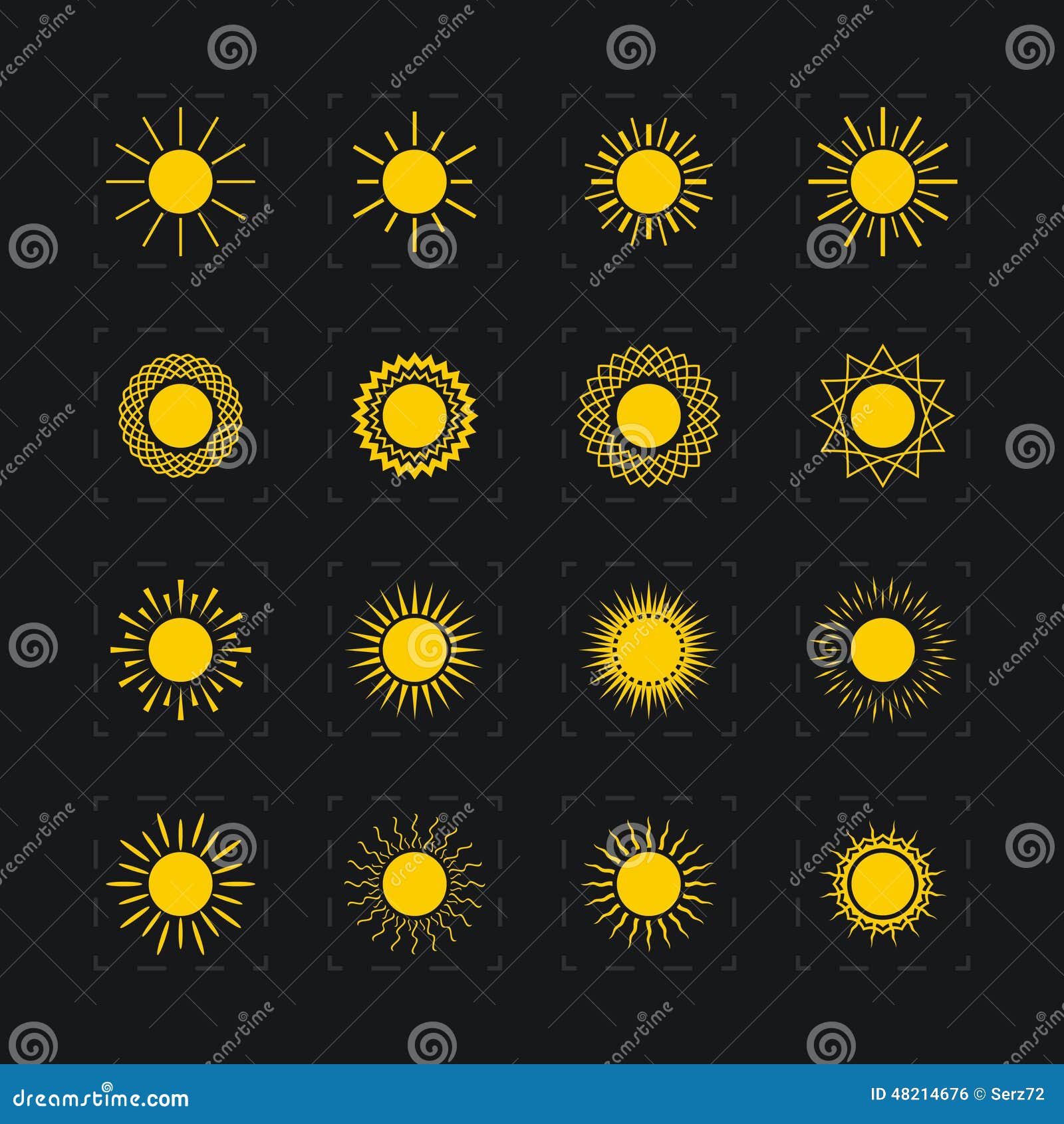Set of Different Images of the Sun, Vector Stock Vector - Illustration ...