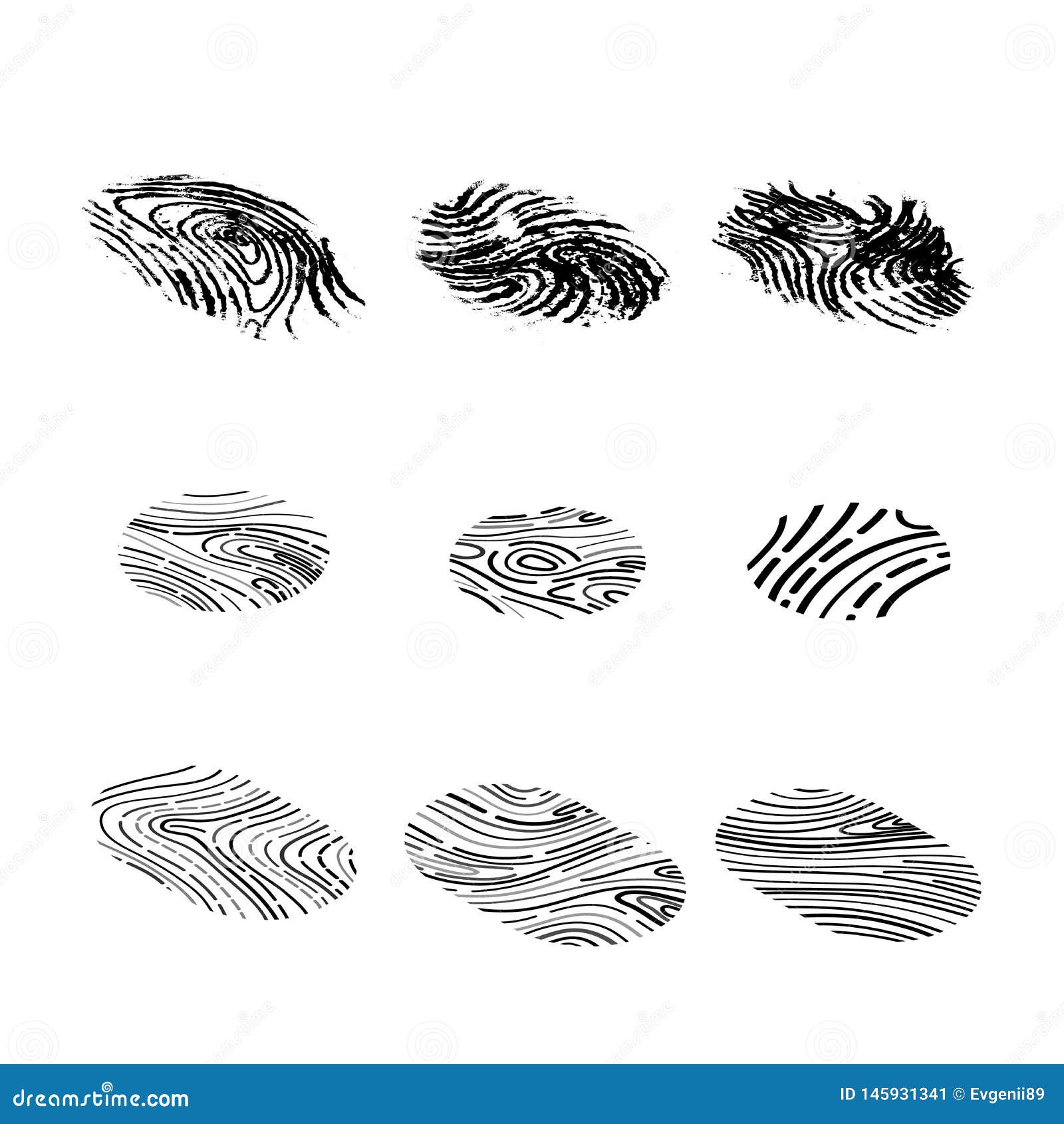 Set of Different Imprints of the Thumb of the Human Hand in Isometric ...