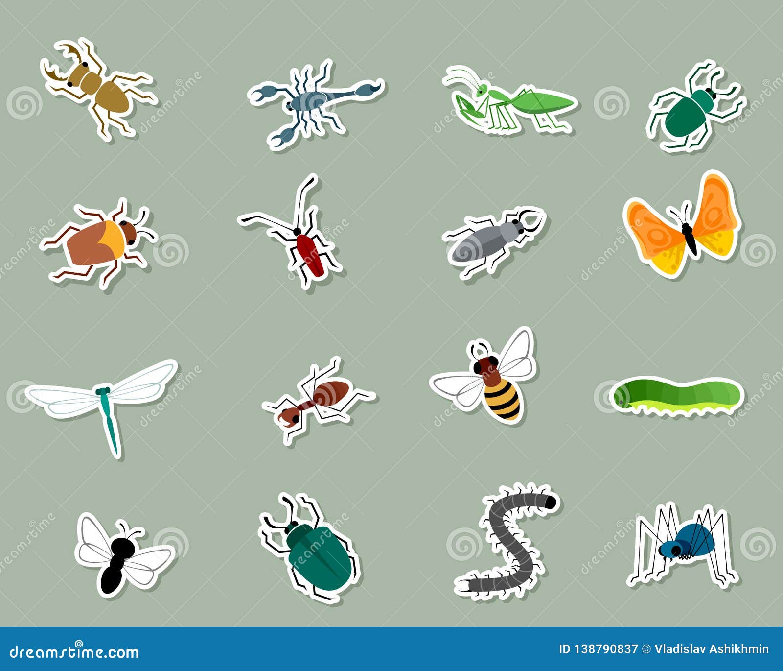 Set Of Different Insects Cartoon Vector | CartoonDealer.com #249187151