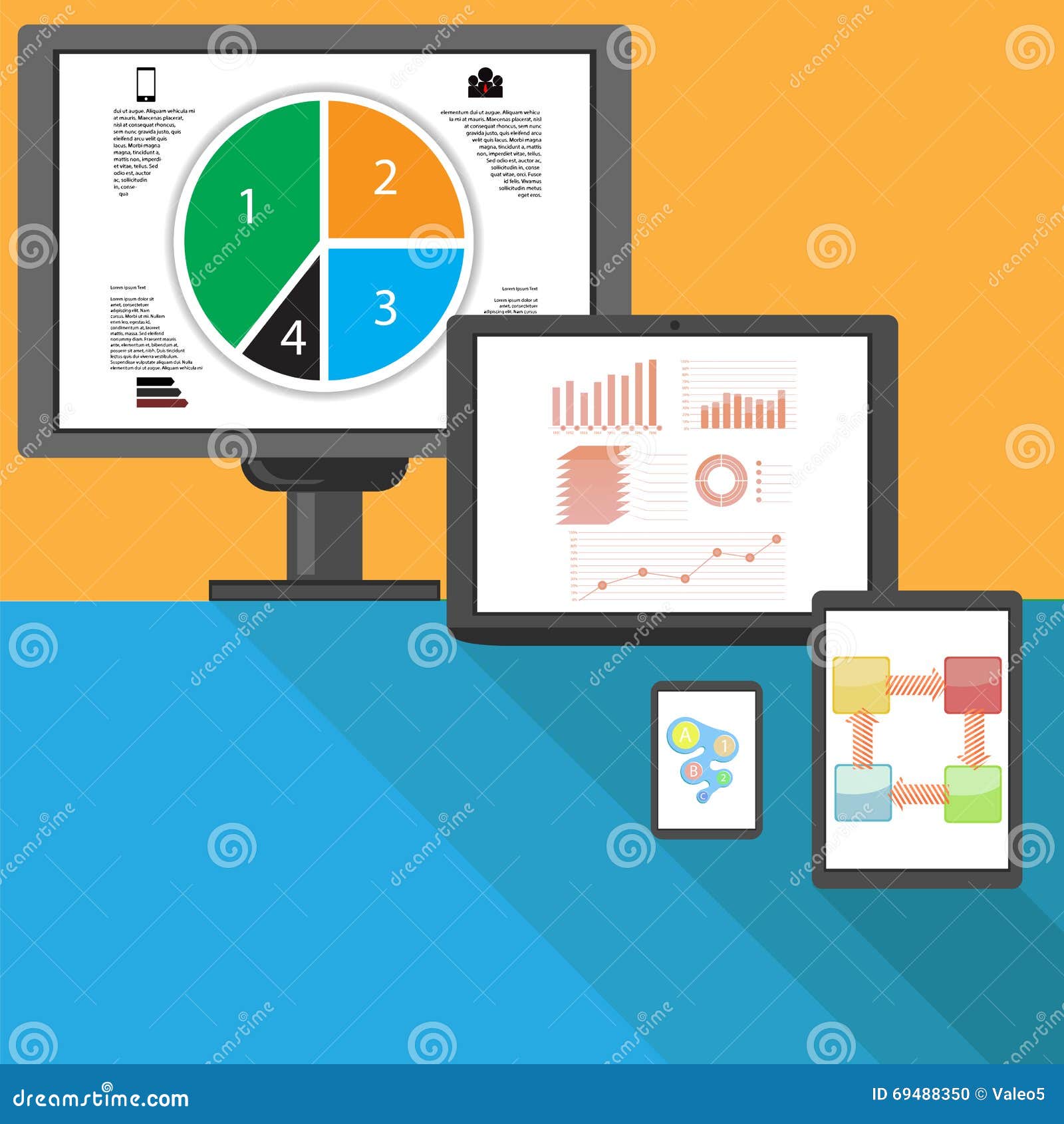 Set of Different Internet Devices Stock Illustration - Illustration of ...