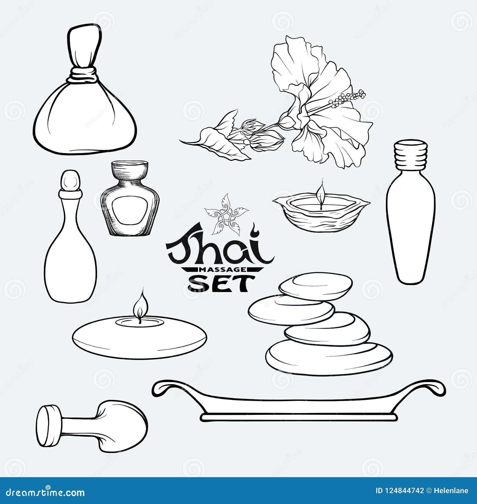 A Set Of Items For Thai Massage Stock Vector Illustration Stock