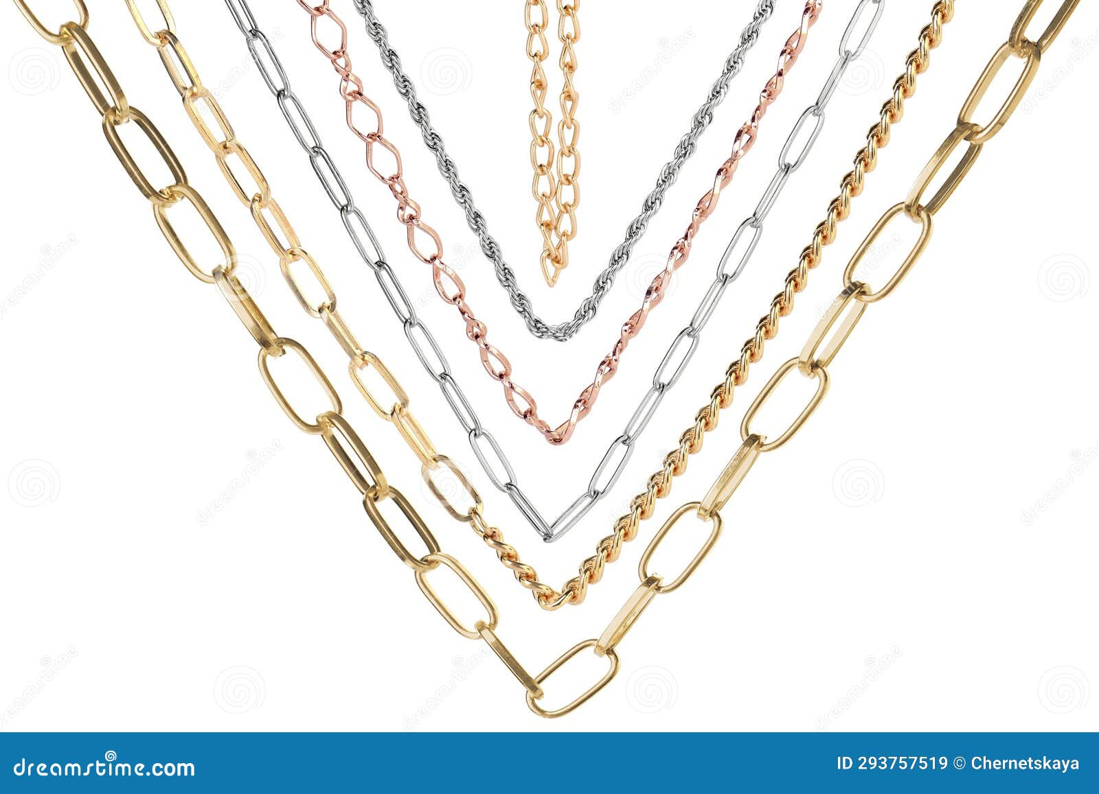Set with Different Jewellery Chains Isolated on White Stock Image ...