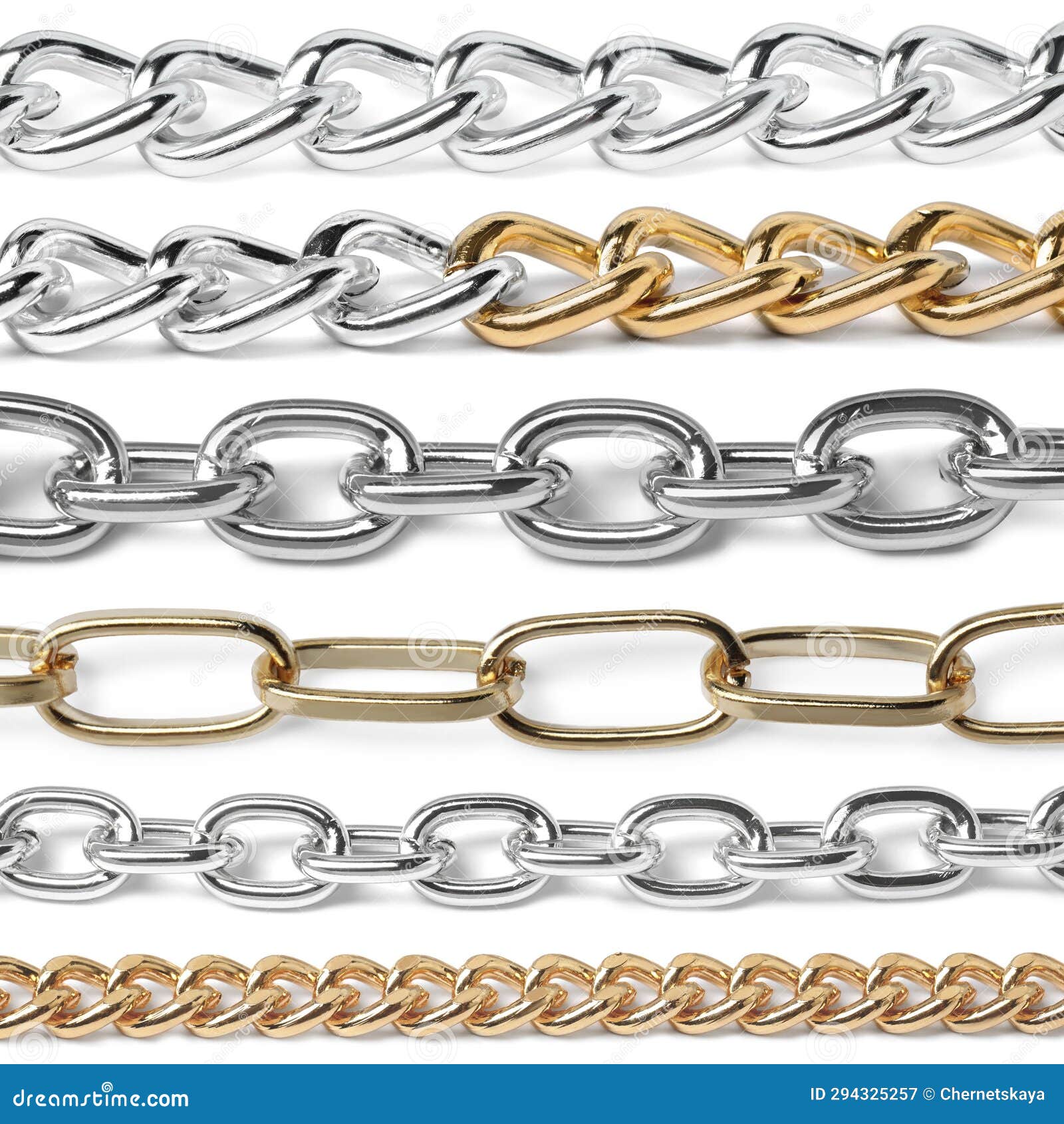 Set of Different Jewellery Chains Isolated on White Stock Illustration ...
