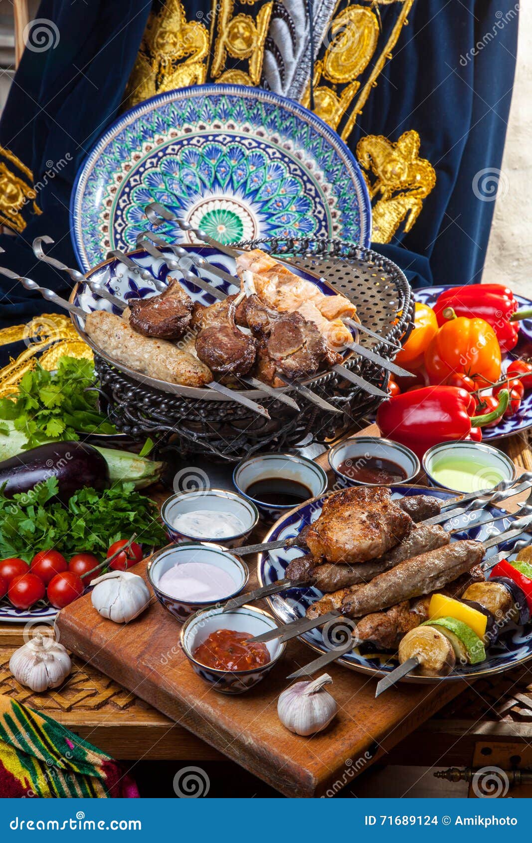 Set of different kebabs stock photo. Image of grill, dishes - 71689124