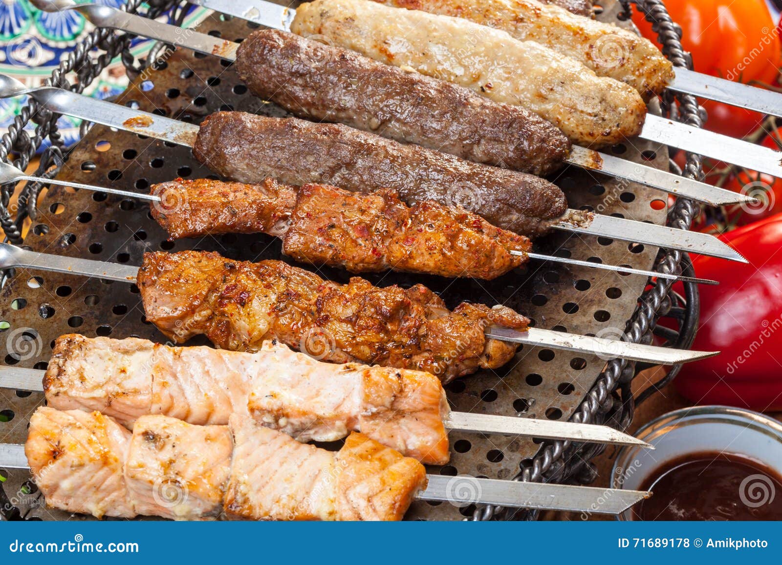 Set of different kebabs stock photo. Image of beef, main - 71689178
