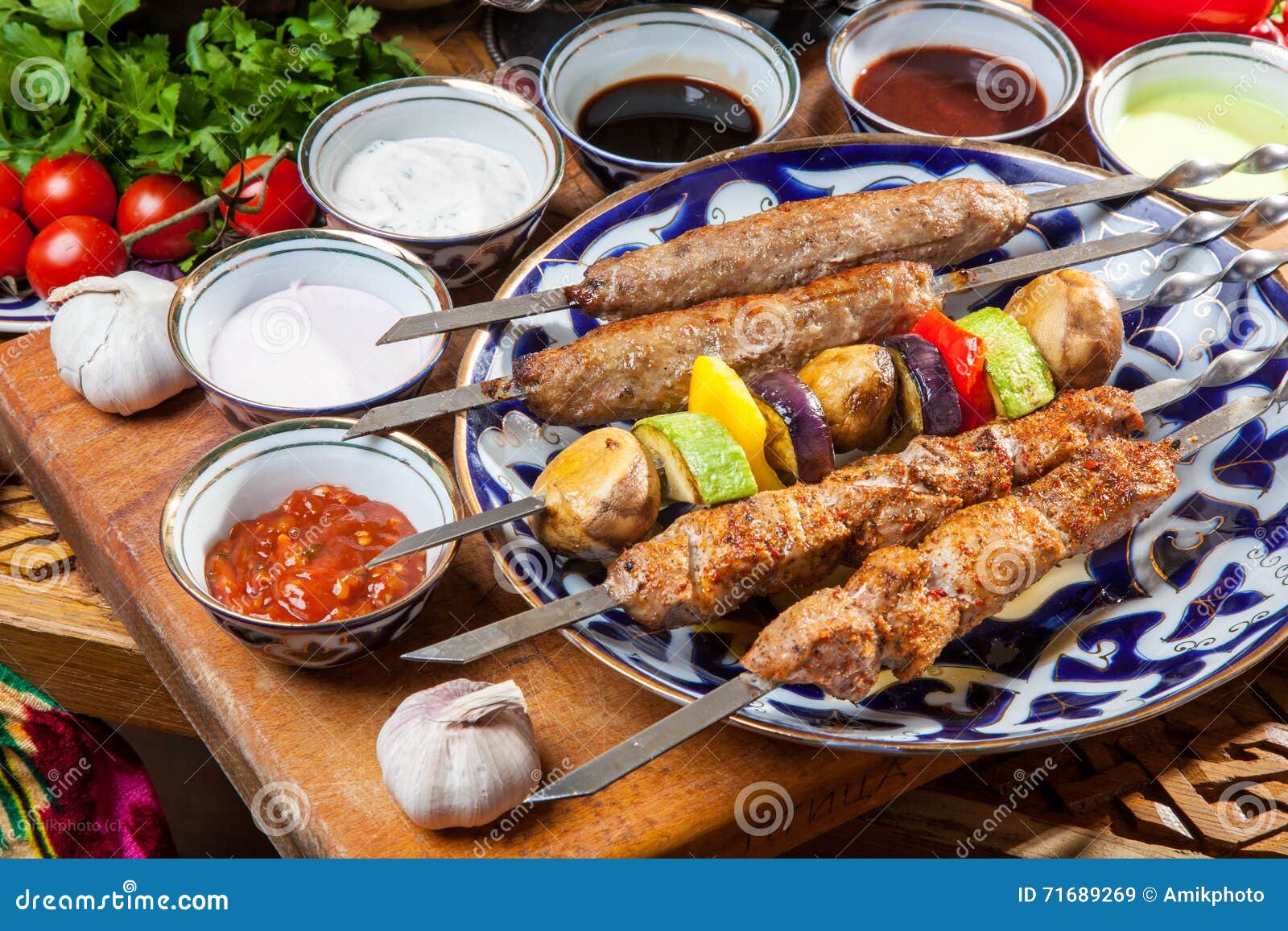 Set of different kebabs stock image. Image of lamb, dishes - 71689269