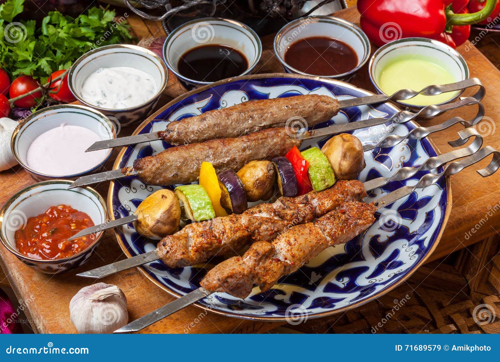 Set of different kebabs stock image. Image of dinner - 71689579