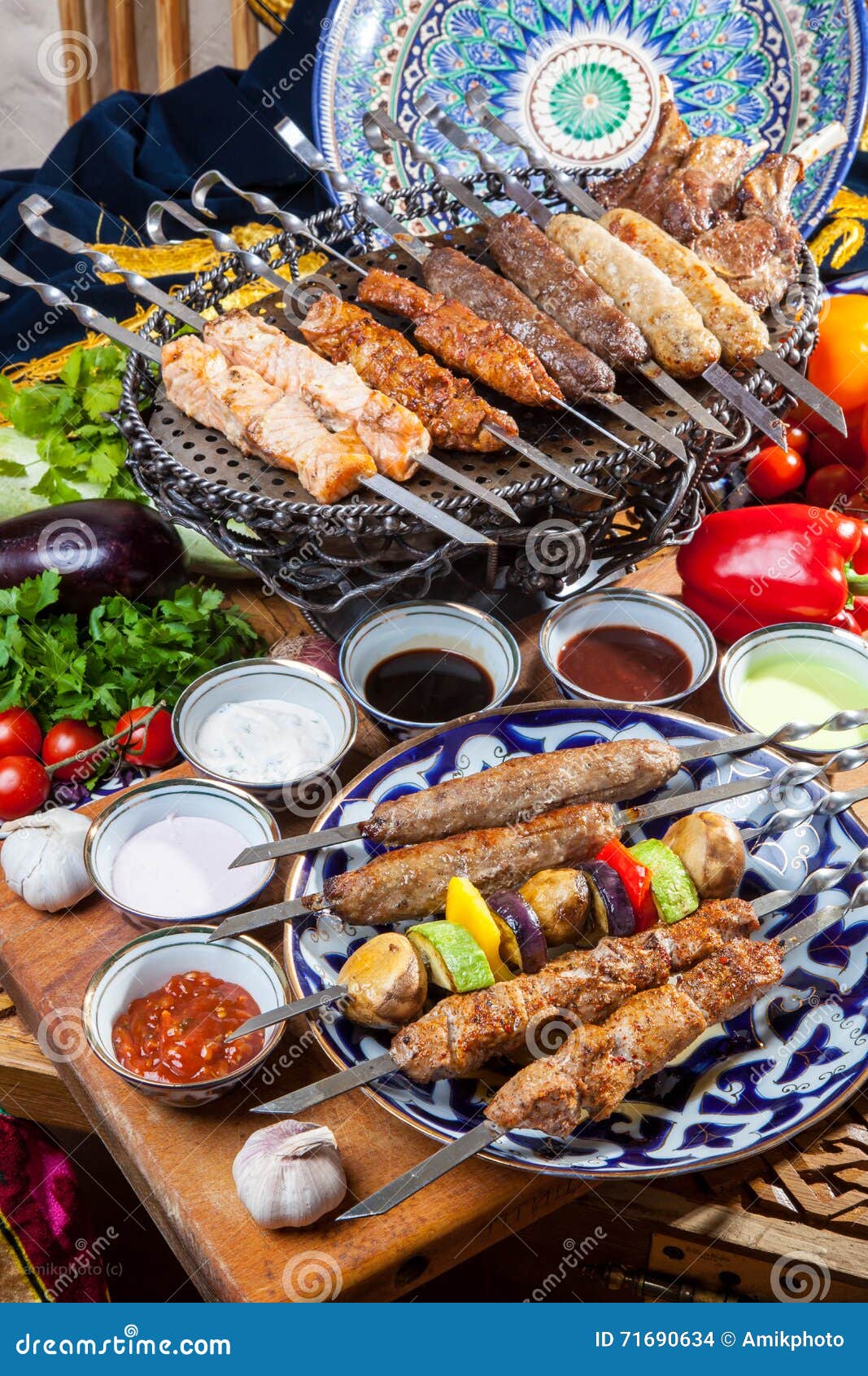 Set of different kebabs stock photo. Image of handmade - 71690634