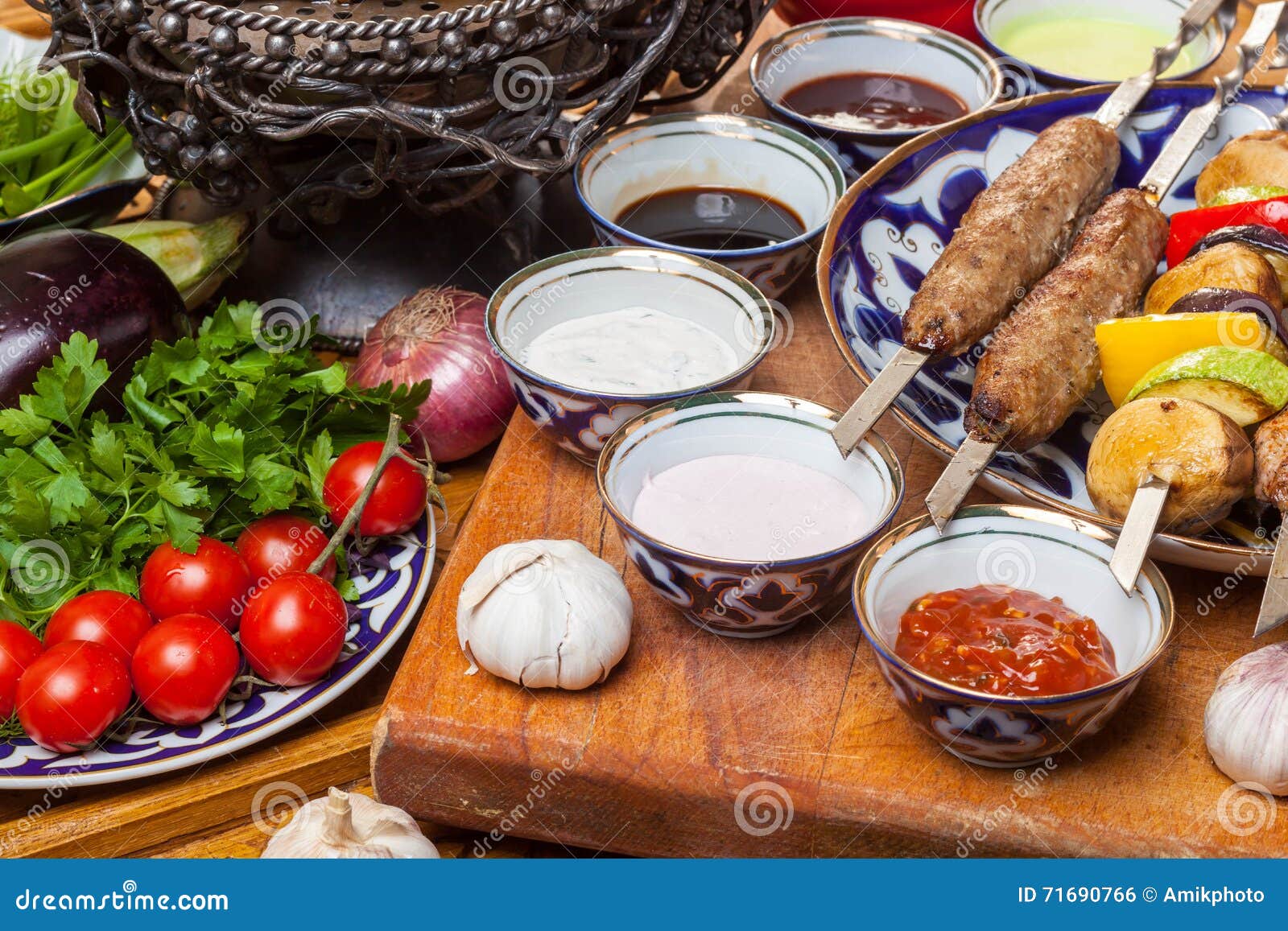 Set of different kebabs stock photo. Image of beans, dinner - 71690766