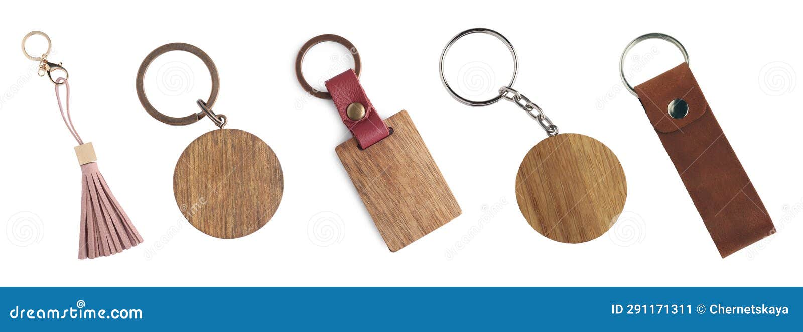 Set of Different Key Chains Isolated on White Stock Image - Image of ...