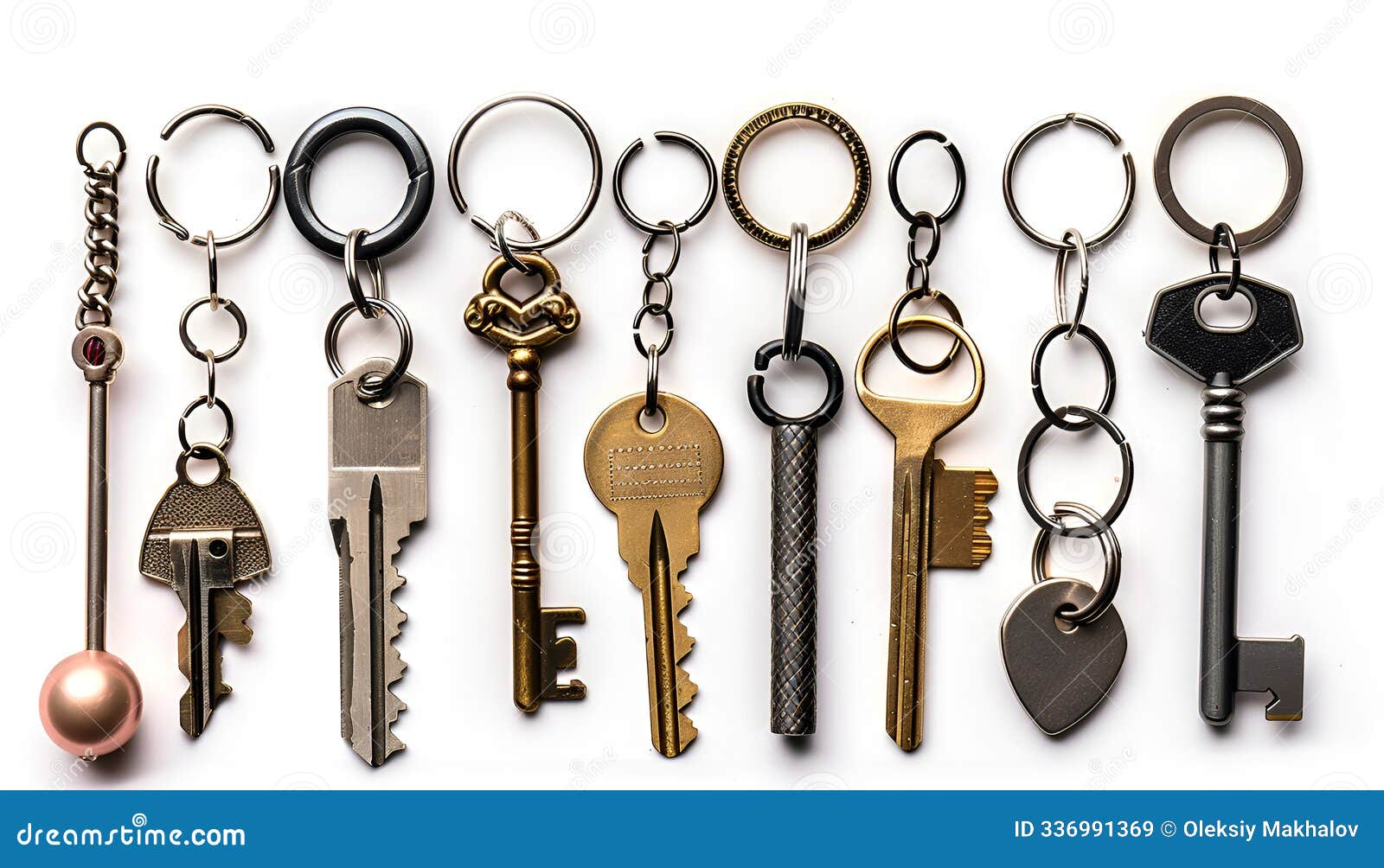 Set of Different Key Chains Isolated on White Stock Illustration ...
