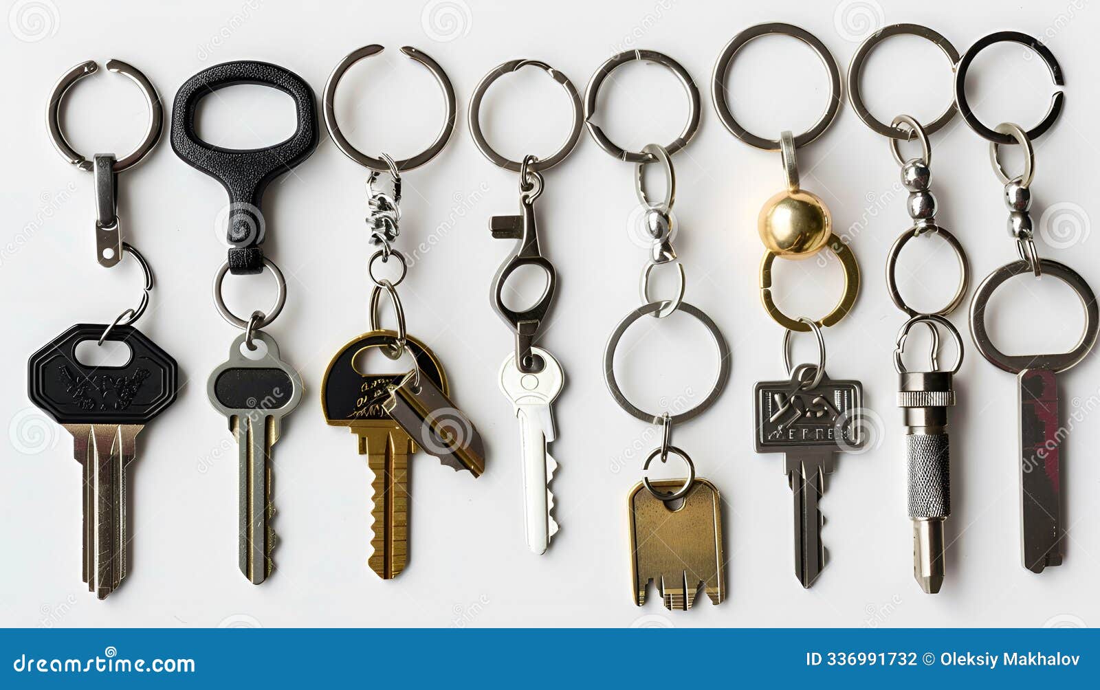 Set of Different Key Chains Isolated on White Stock Illustration ...