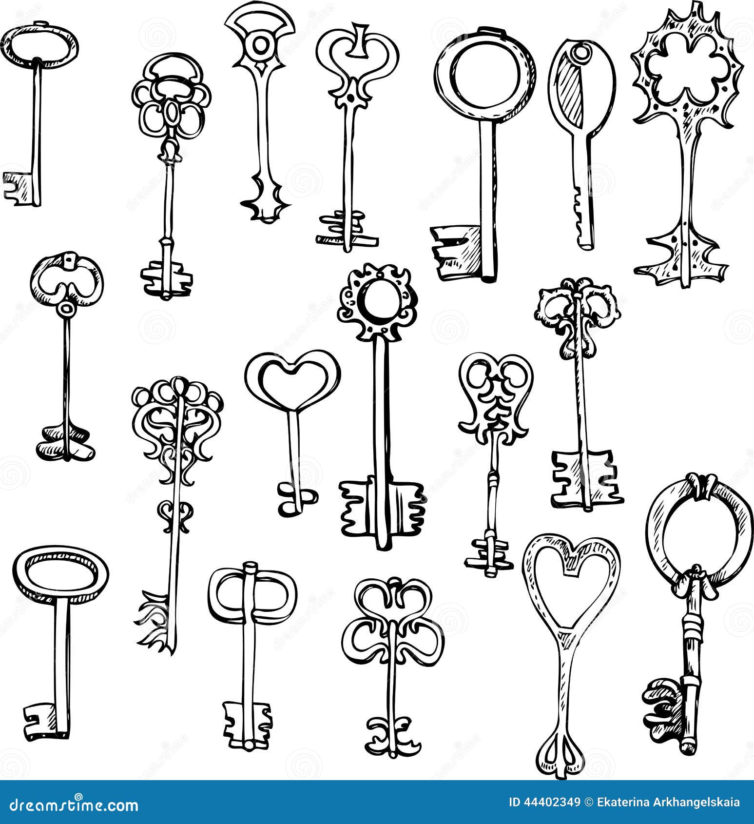 Set of different keys stock vector. Illustration of privacy - 44402349