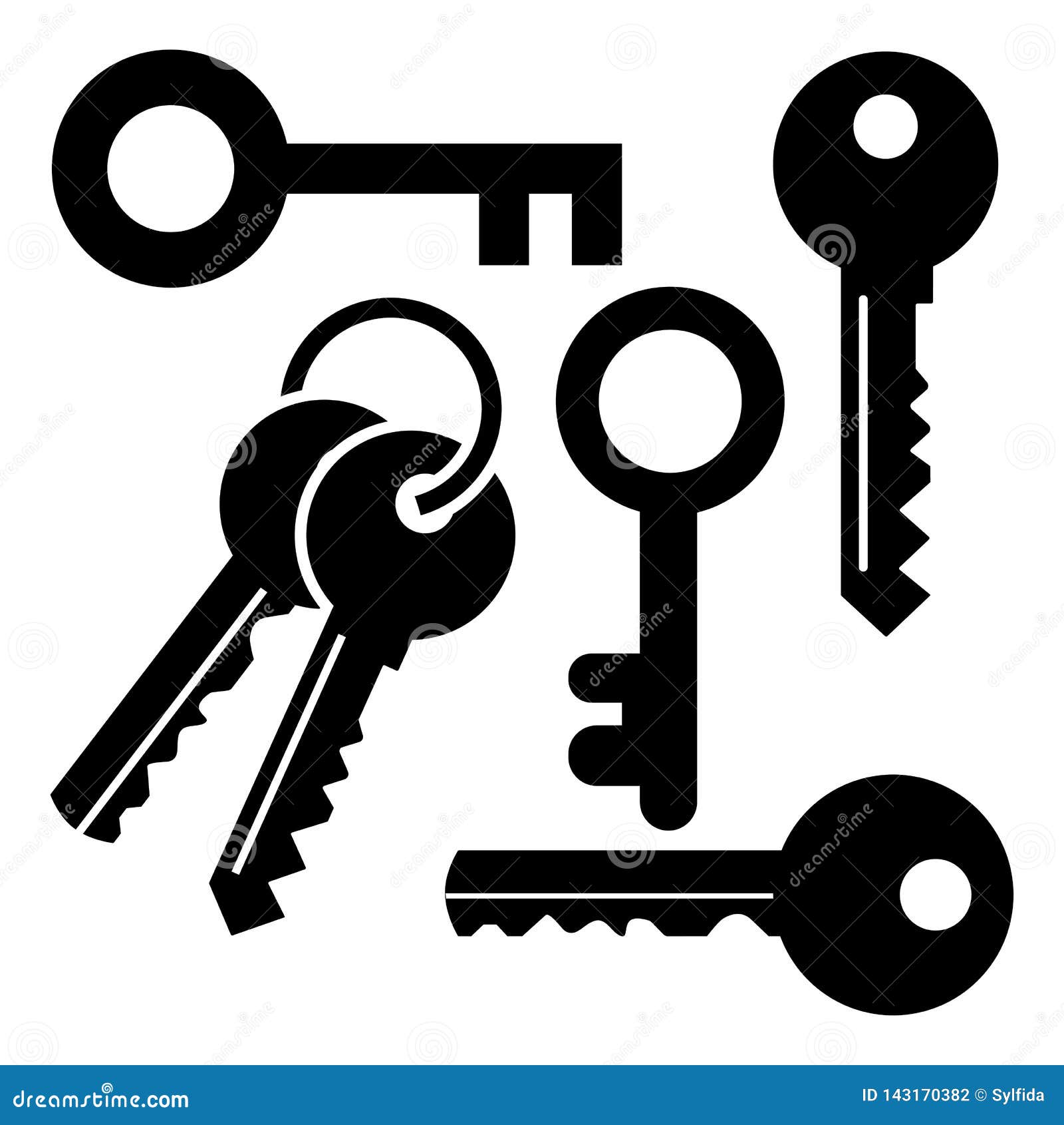 Set of Different Keys. Vector Illustration Stock Illustration ...