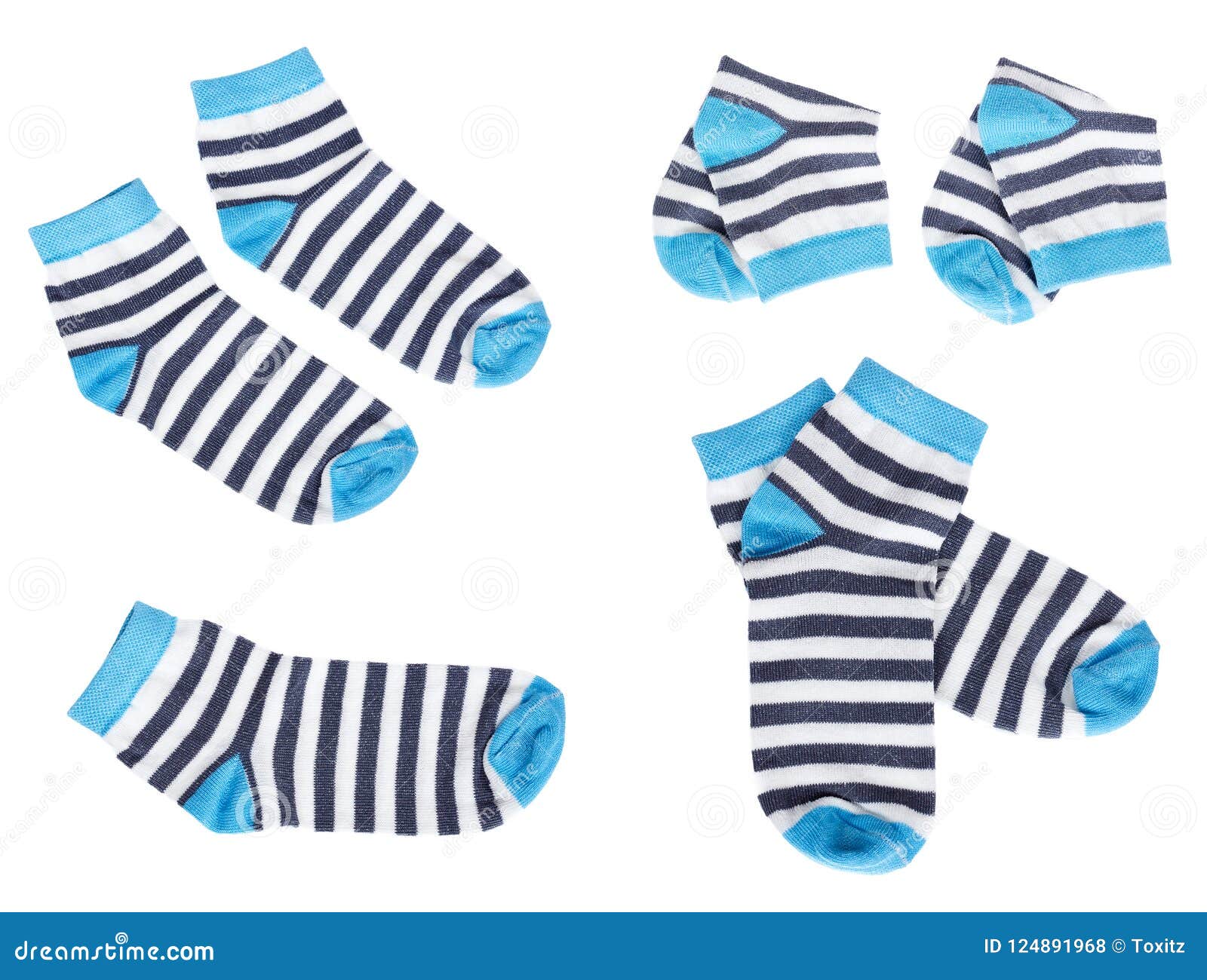 Set of Different Kid Cotton Socks, Striped Texture. Isolated on White ...