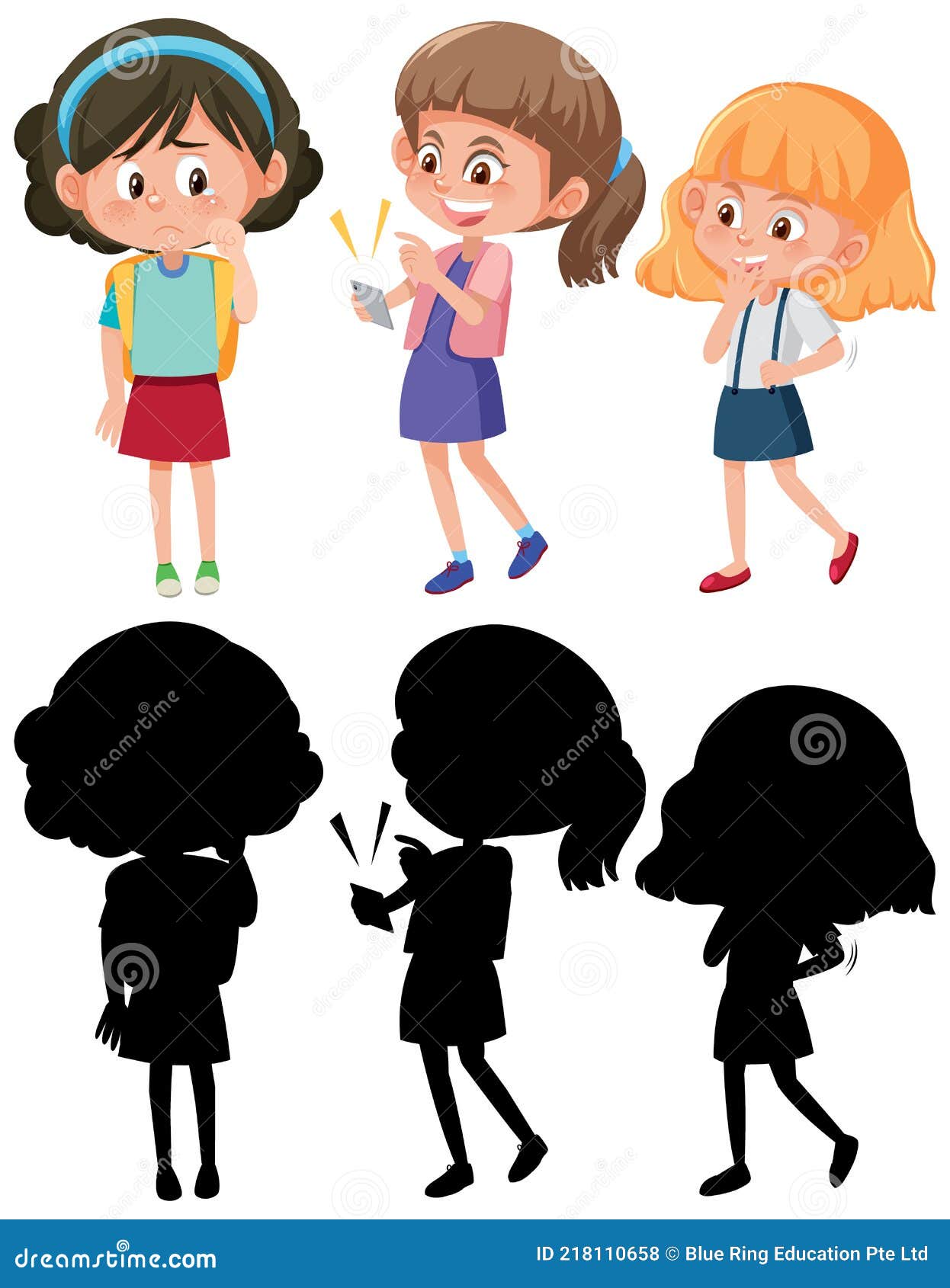 Set of Different Kids Cartoon Character Stock Vector - Illustration of ...