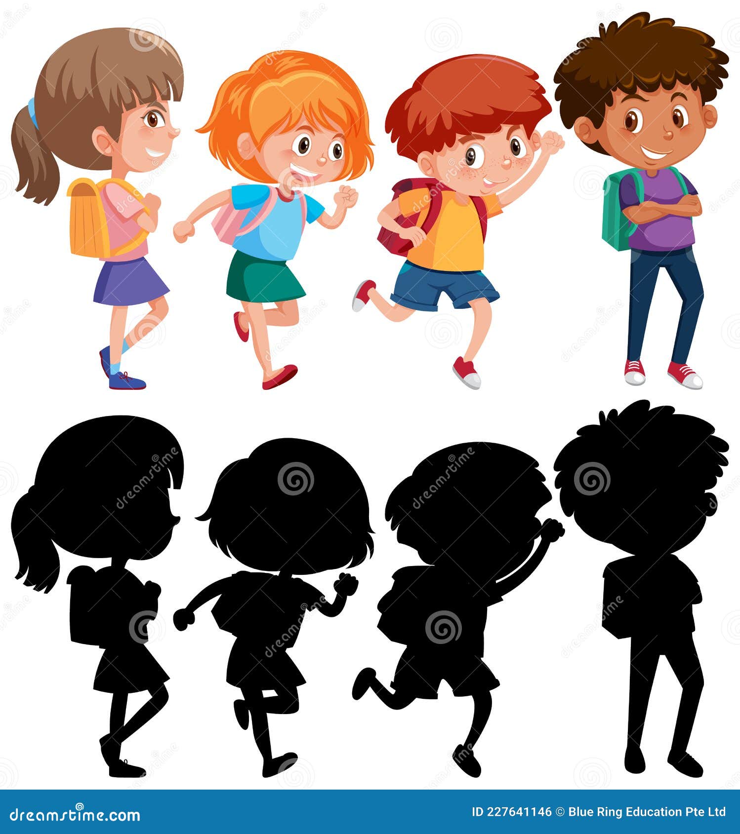 Set of Different Kids Cartoon Character Stock Vector - Illustration of ...