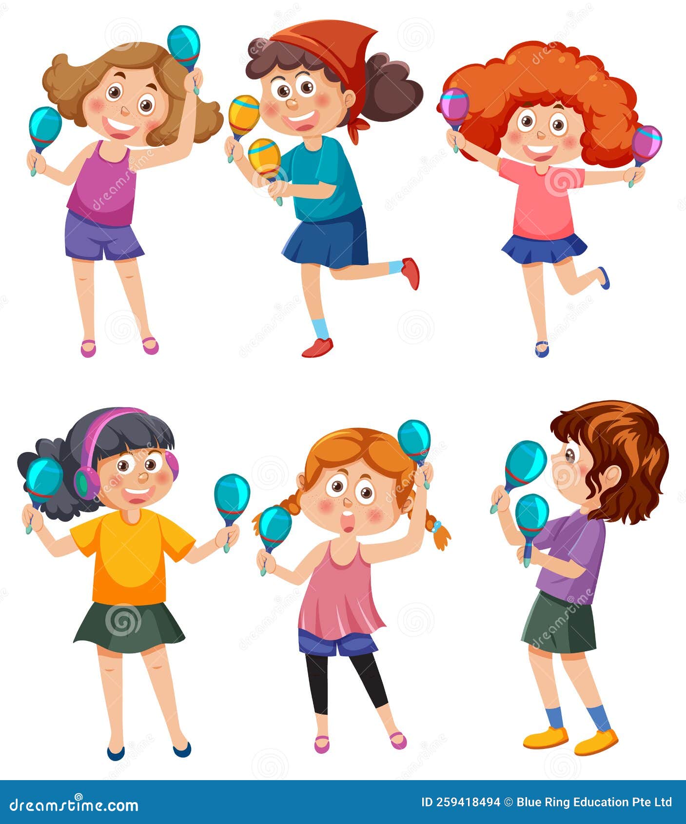 Set of Different Kids Playing Music Stock Vector - Illustration of ...