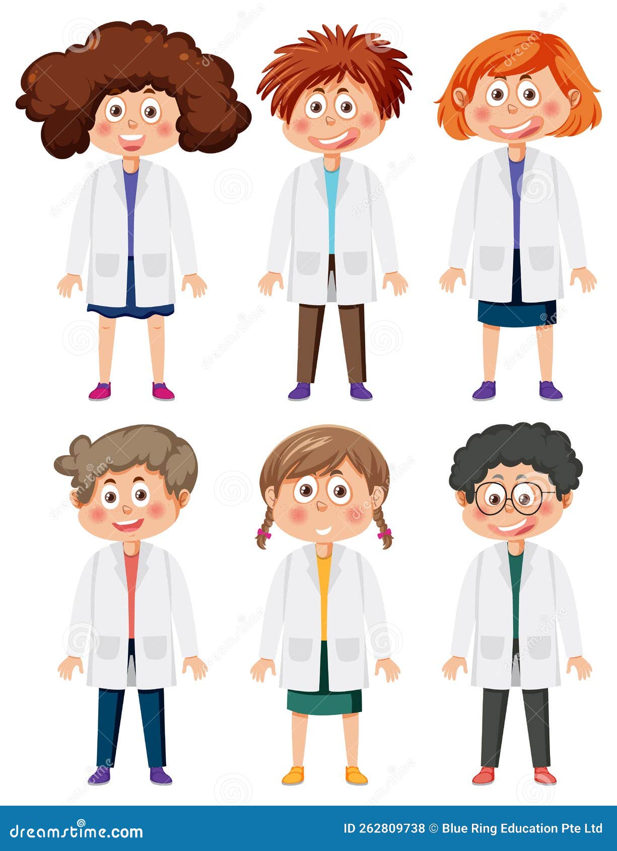 Set of Different Kids in Scientist Outfits Stock Vector - Illustration ...
