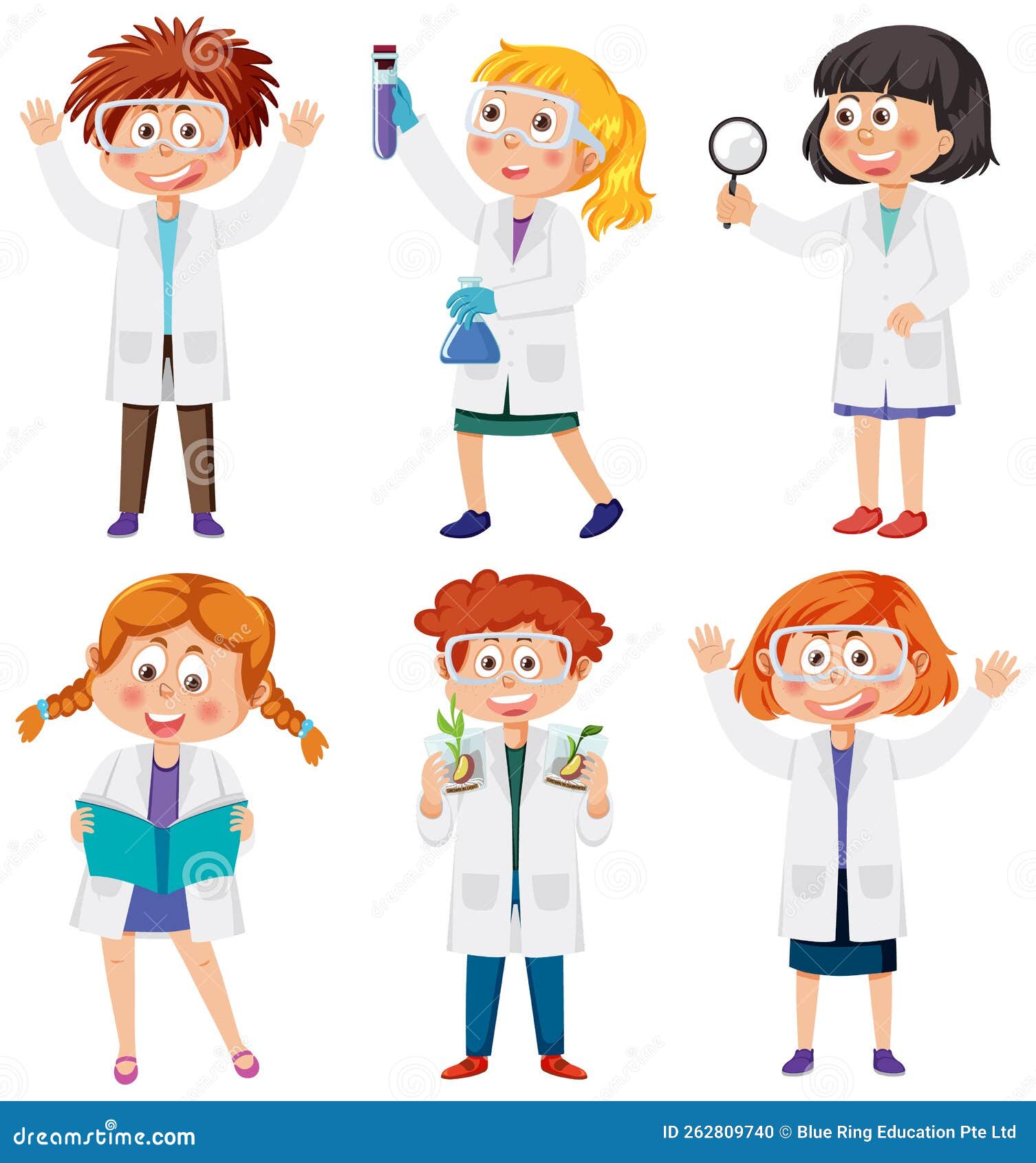 Set of Different Kids in Scientist Outfits Stock Vector - Illustration ...