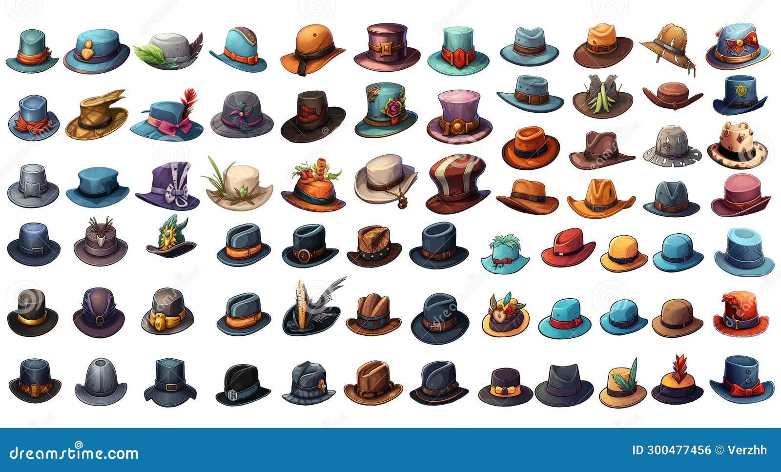 Set of Different Kind of Cartoon Hats Stock Illustration - Illustration ...