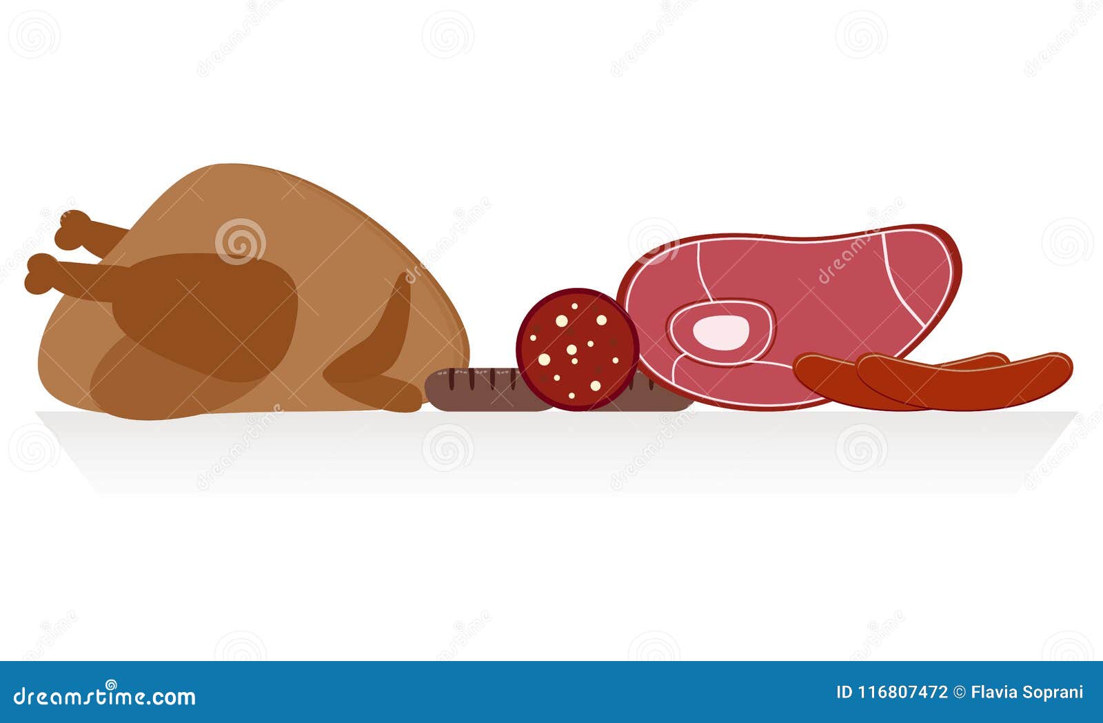 Set of Different Kind of Meat Stock Vector - Illustration of snack ...