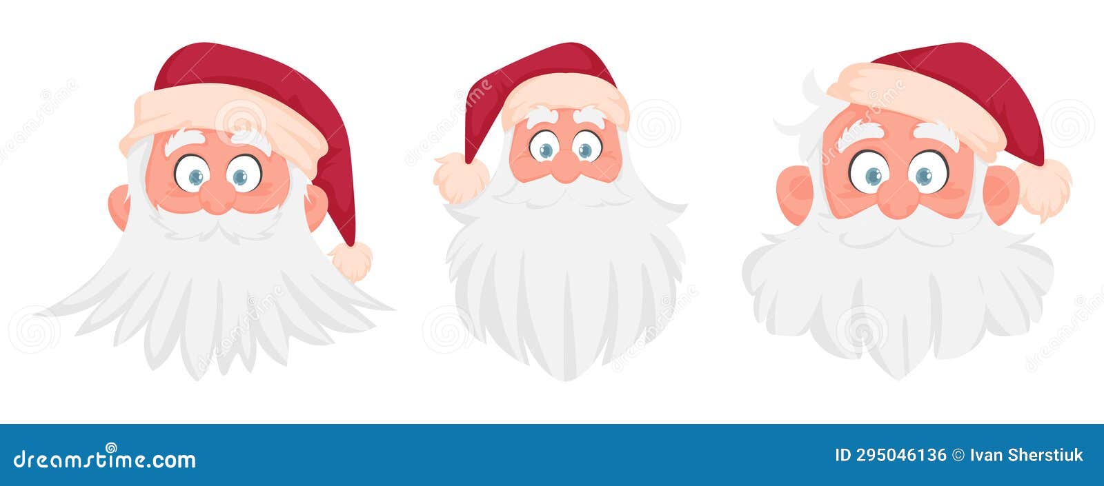 Kind Santa Claus Portrait Looking New Year Illustration Cartoon ...