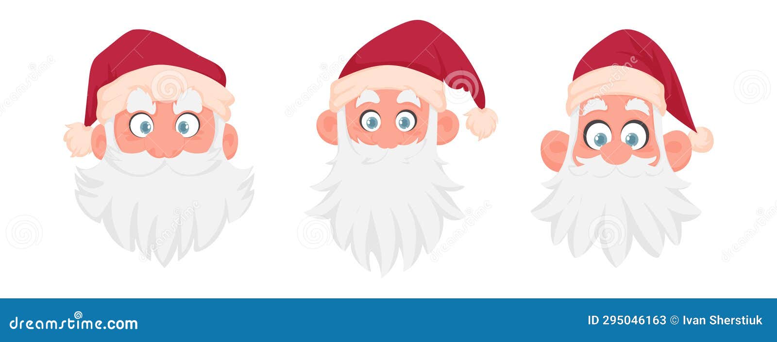 Kind Santa Claus Portrait Looking New Year Illustration Cartoon ...