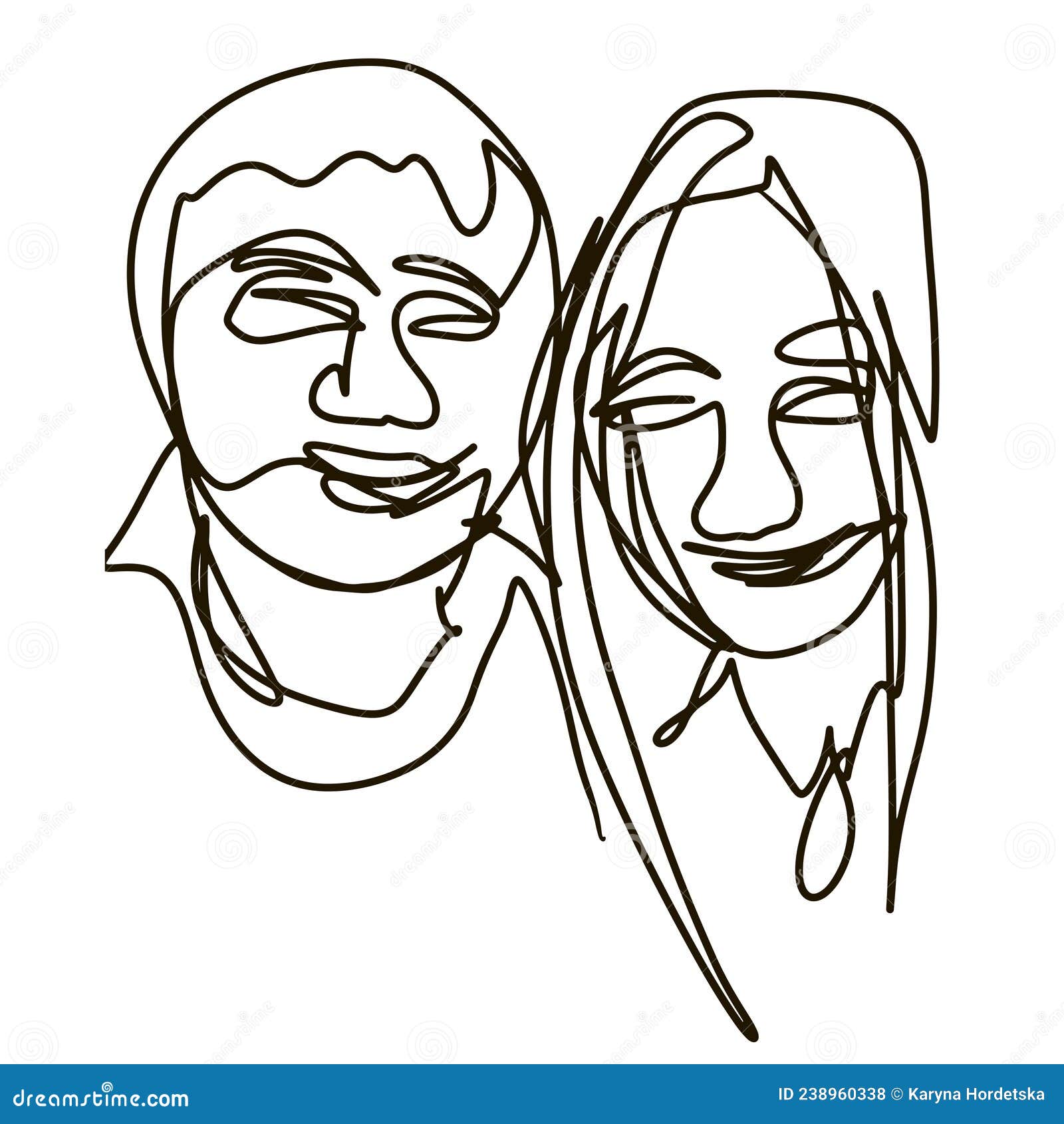 One Line-art of a Pair of People Stock Illustration - Illustration of ...
