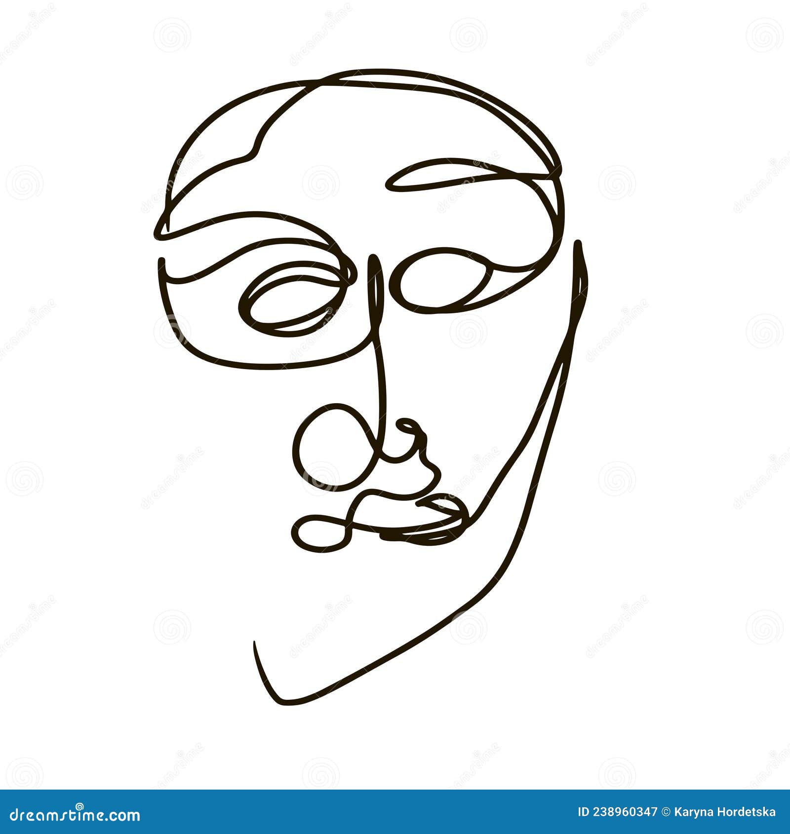 One-line Illustration of One Face Stock Illustration - Illustration of ...