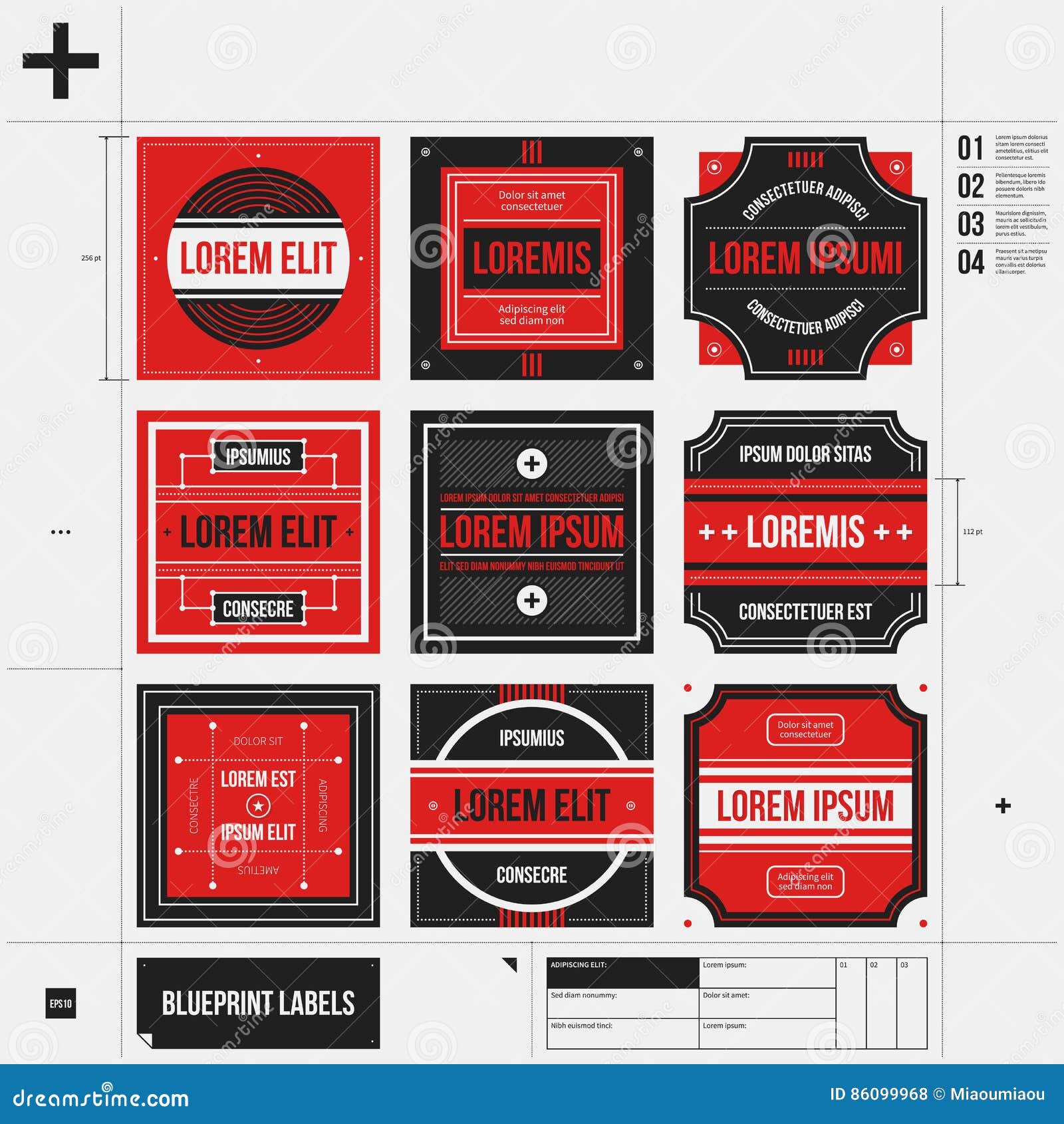 Set of 9 Different Labels/badges in Draft Style Stock Vector ...