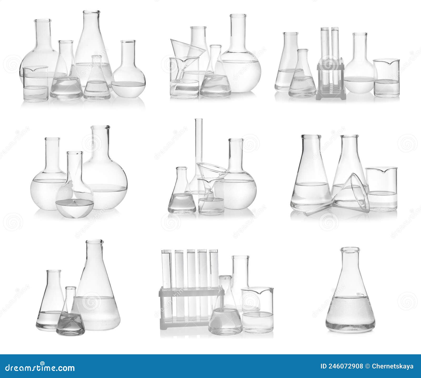 Set of Different Laboratory Glassware on White Background Stock ...