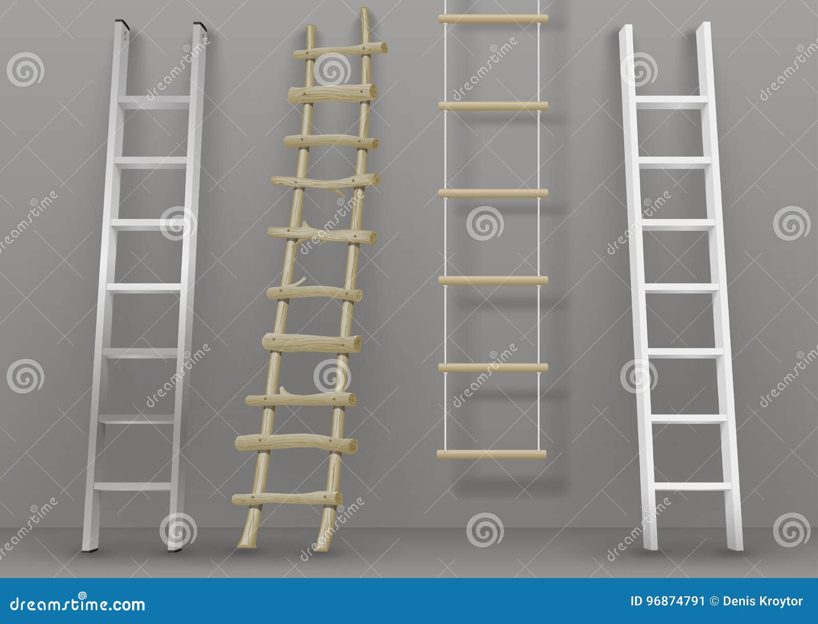 A Set Of Different Ladders Icon. Vertical And Ladder Symbol. Sign ...