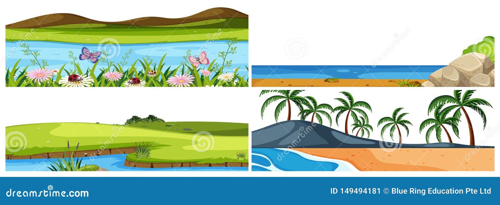 Set Of Different Landscapes Cartoon Vector | CartoonDealer.com #149494181