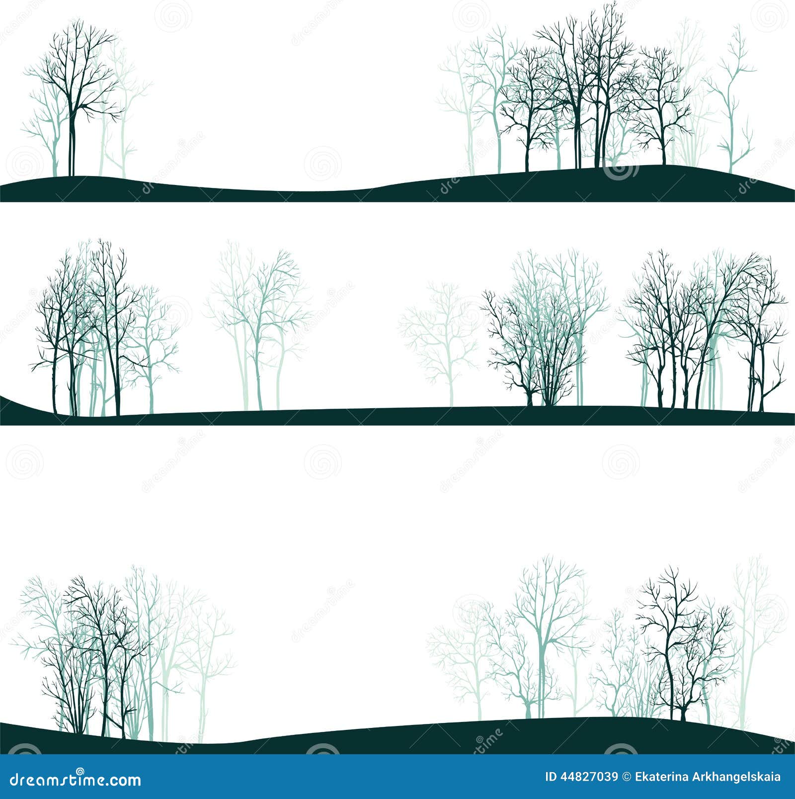 Set of Different Landscapes with Winter Trees Stock Vector ...