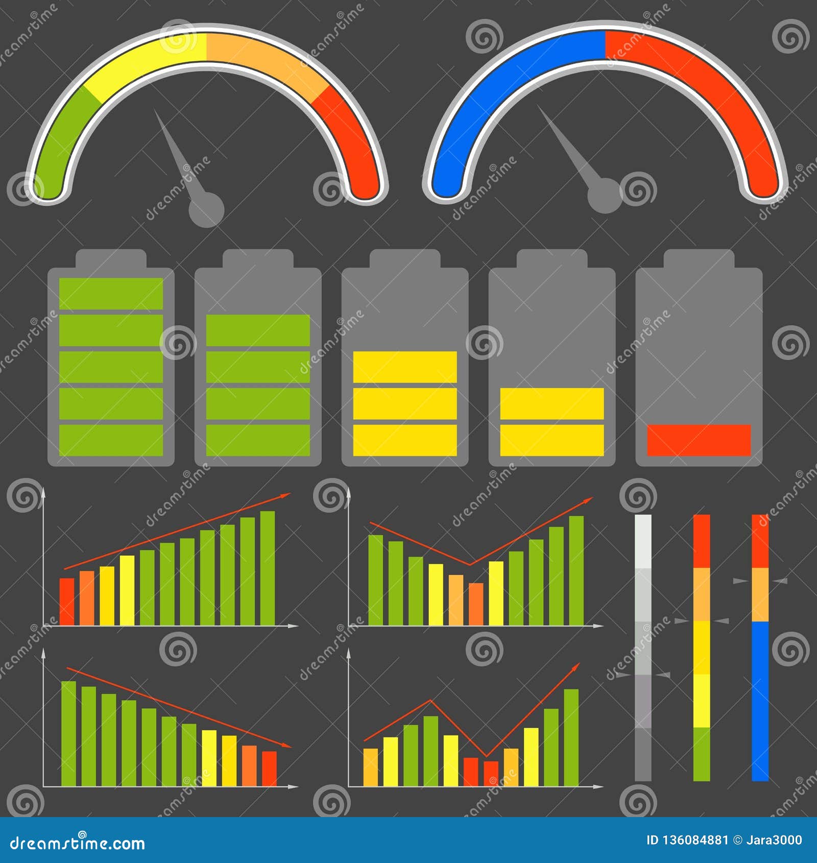 Set of Different Level Indicators. Vector Images Stock Vector ...