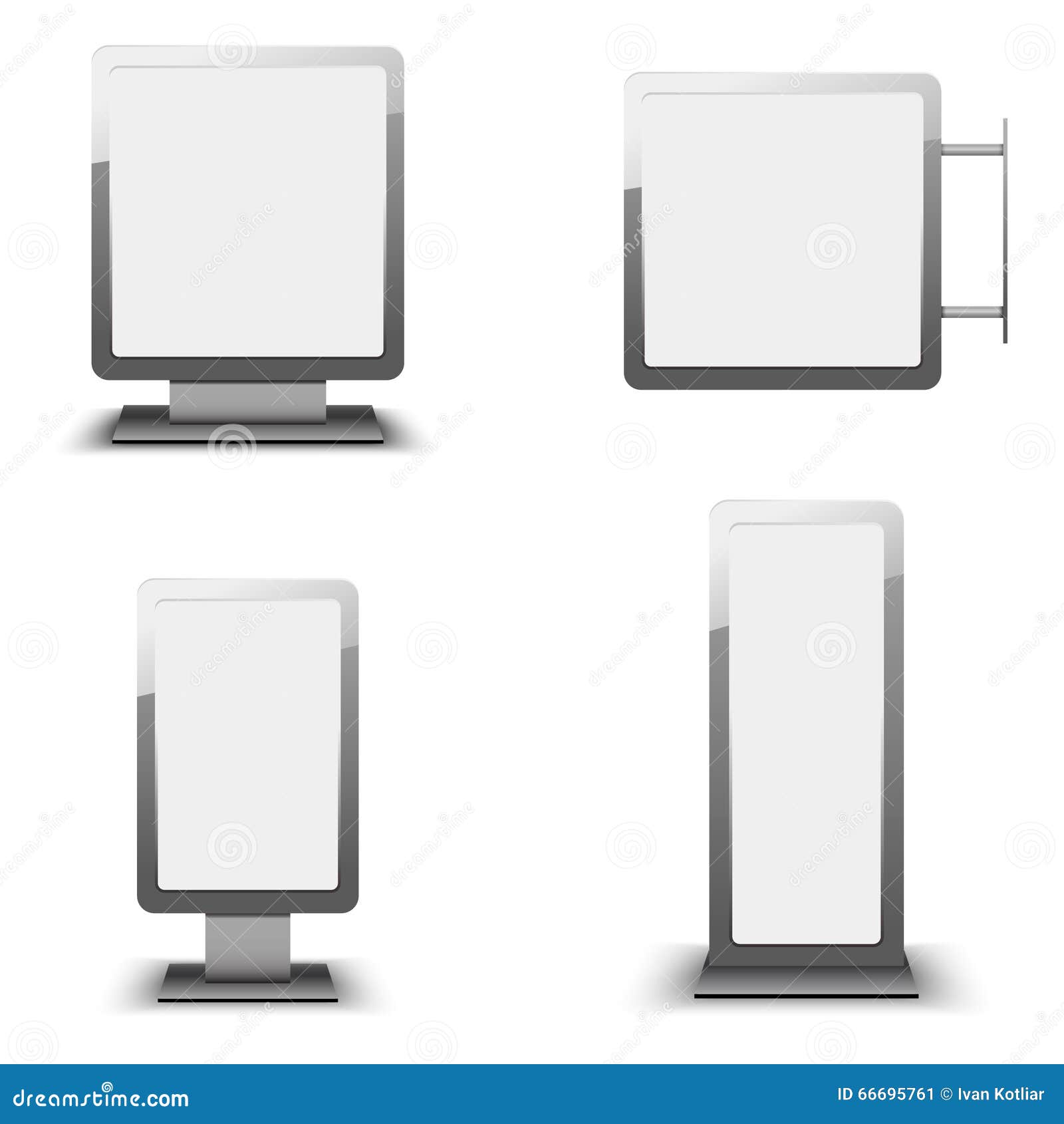 Light Boxes Vertical White Realistic Blank Templates Set. Billboards ...