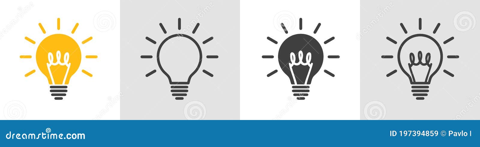 Set Different Light Bulb Icons, Idea Concept, Creative Bulb Sign ...