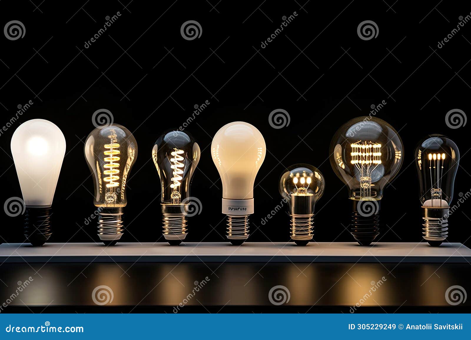 Set of Different Light Bulbs, Commonly Used Different Types Light Bulb ...